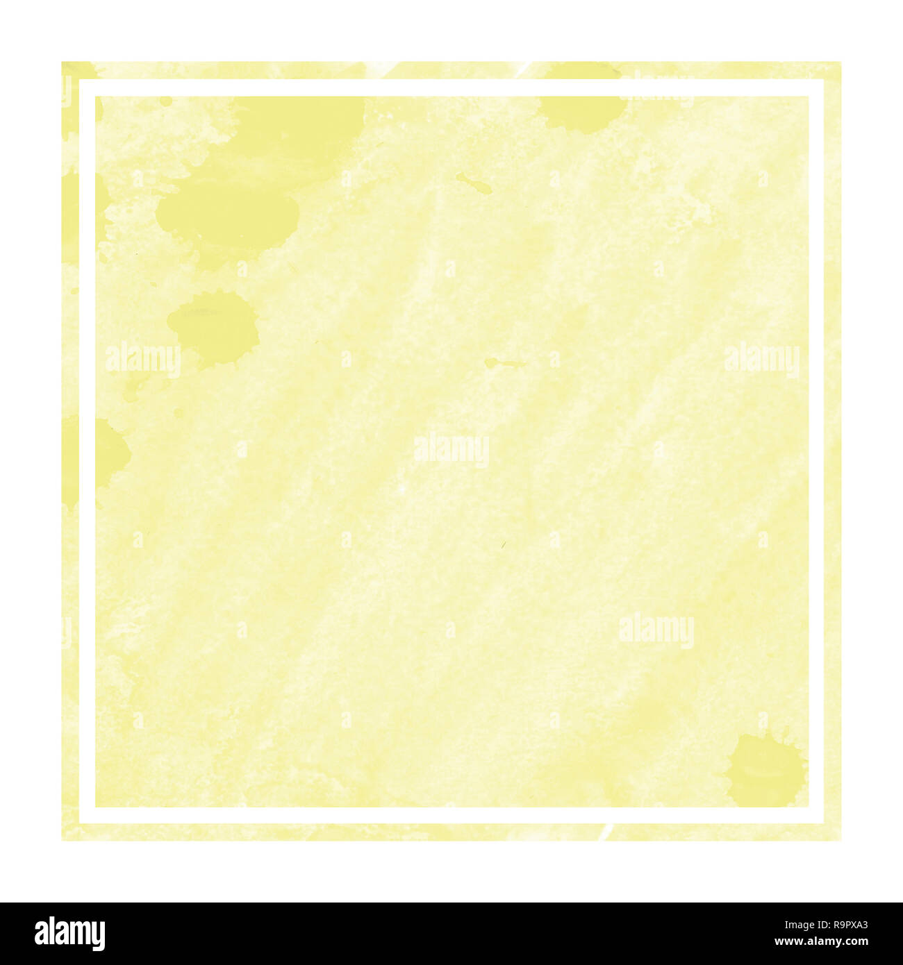 Yellow hand drawn watercolor rectangular frame background texture with ...