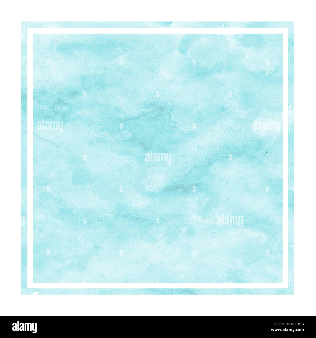 Light blue hand drawn watercolor rectangular frame background texture ...