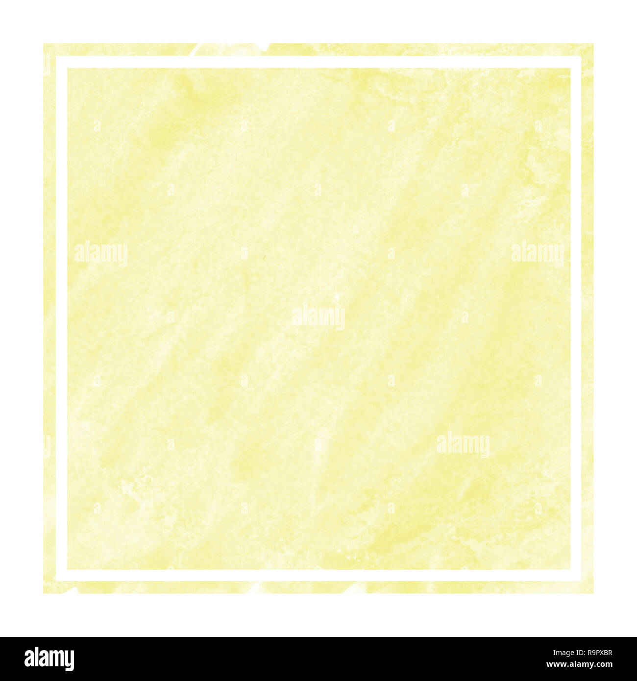 Yellow hand drawn watercolor rectangular frame background texture with ...