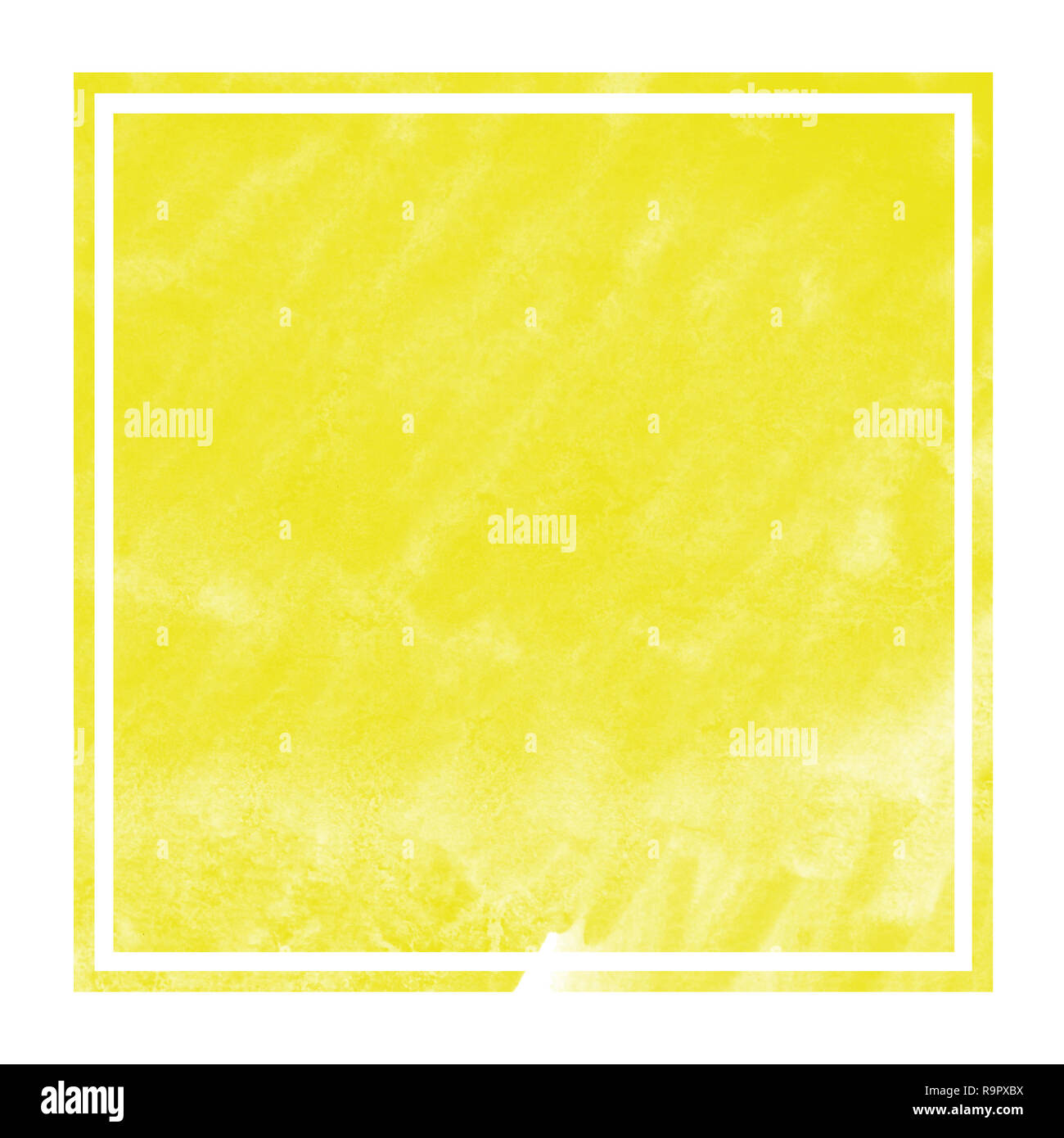 Yellow hand drawn watercolor rectangular frame background texture with ...