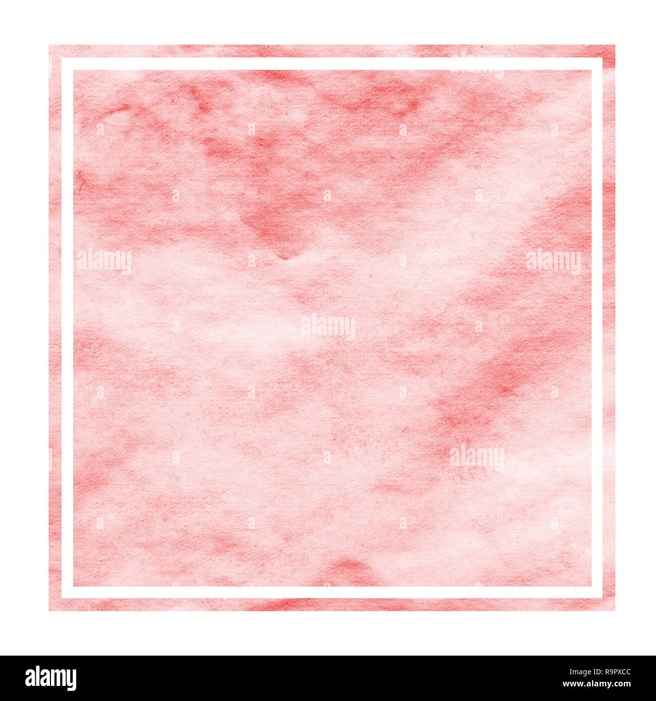 Red hand drawn watercolor rectangular frame background texture with ...