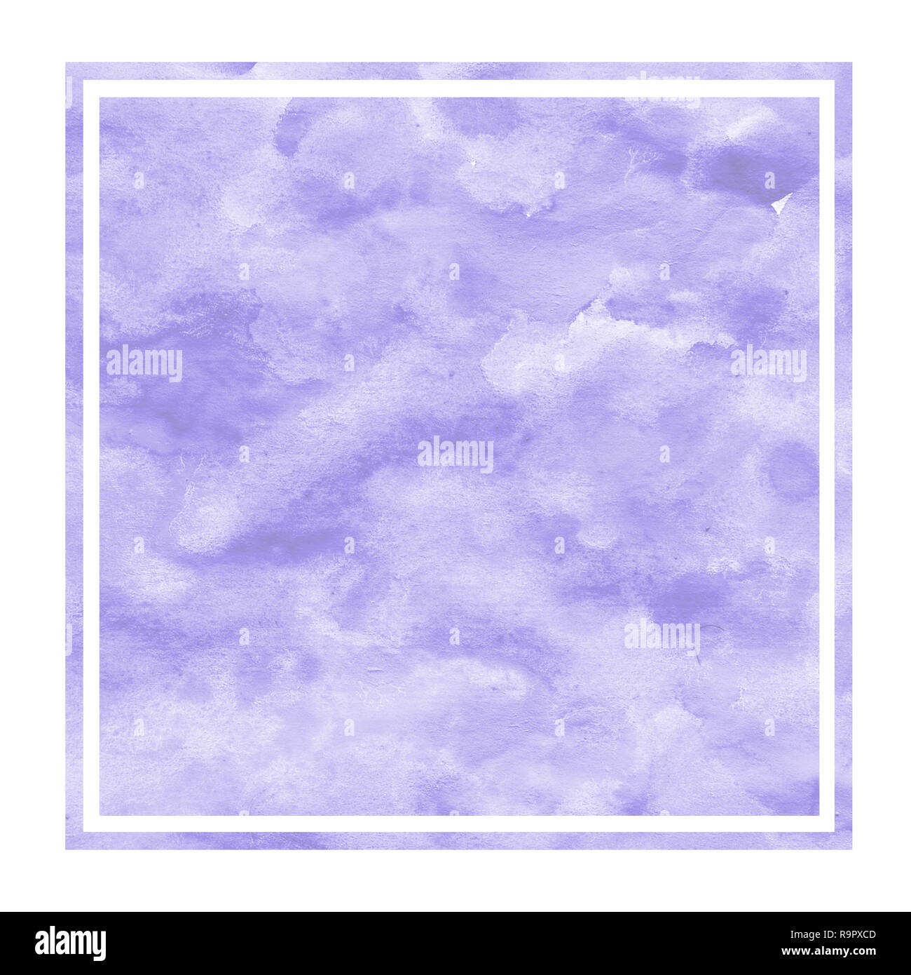 Violet hand drawn watercolor rectangular frame background texture with ...