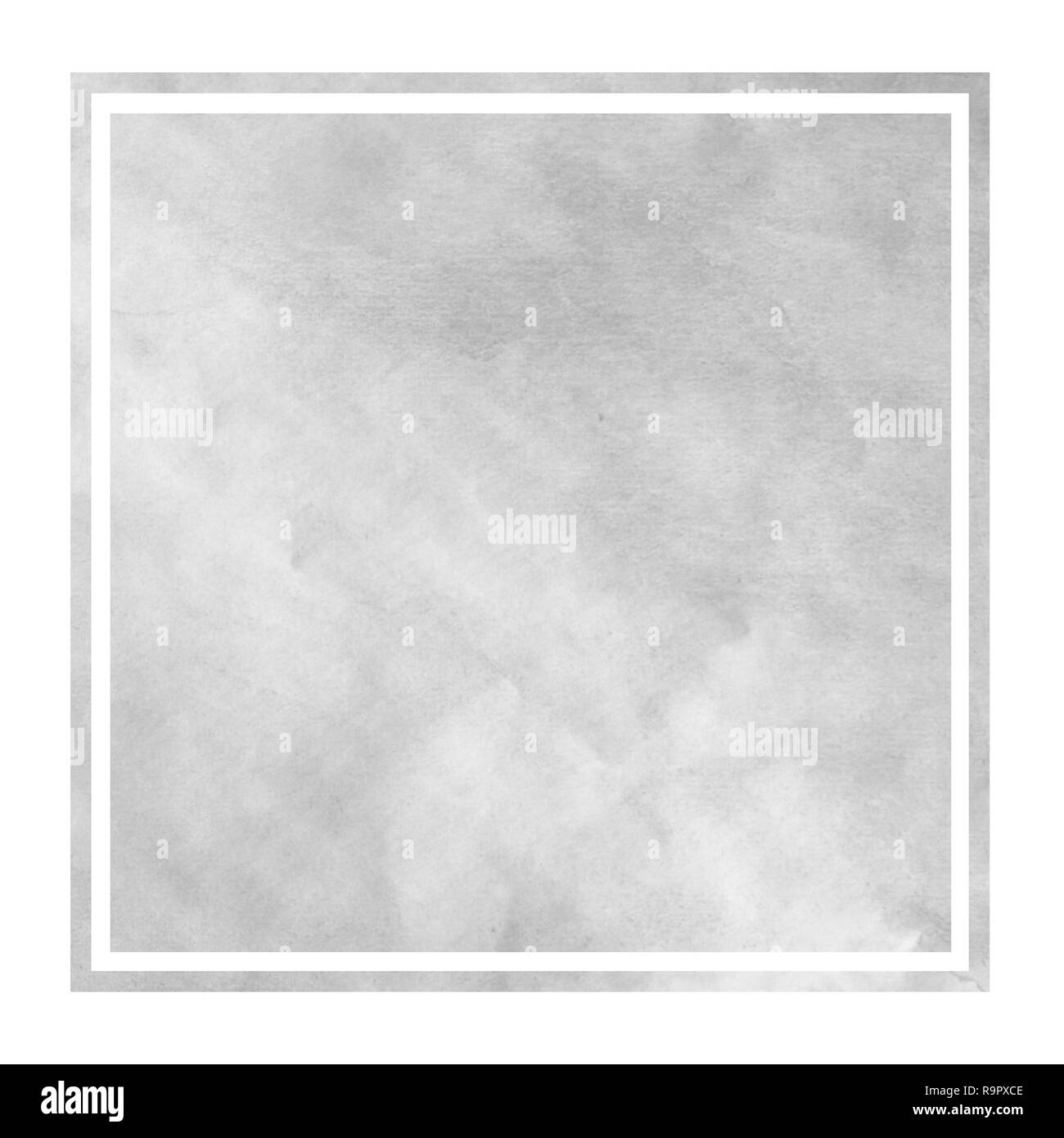 Monochrome hand drawn watercolor rectangular frame background texture ...