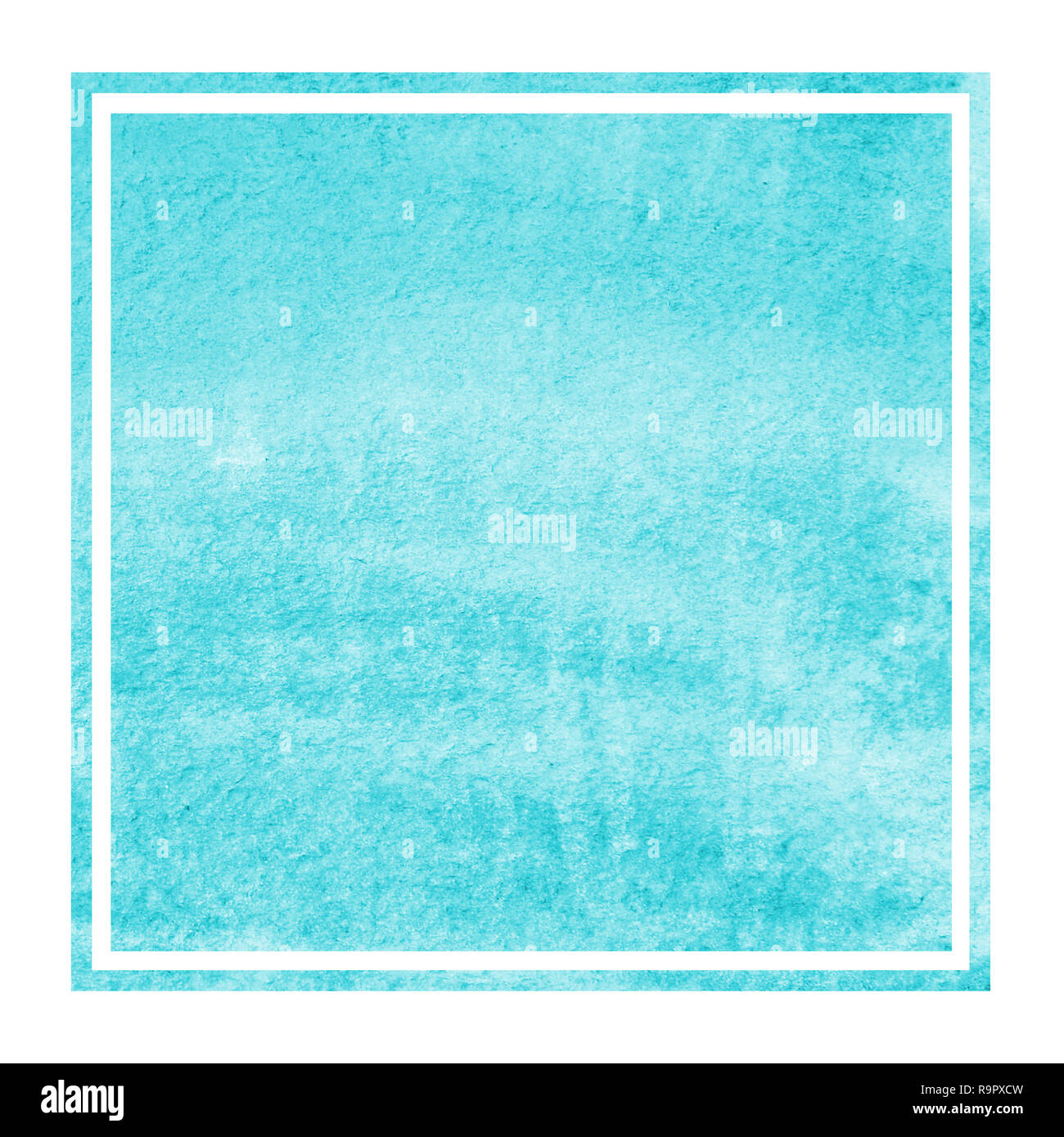 Light blue hand drawn watercolor rectangular frame background texture ...