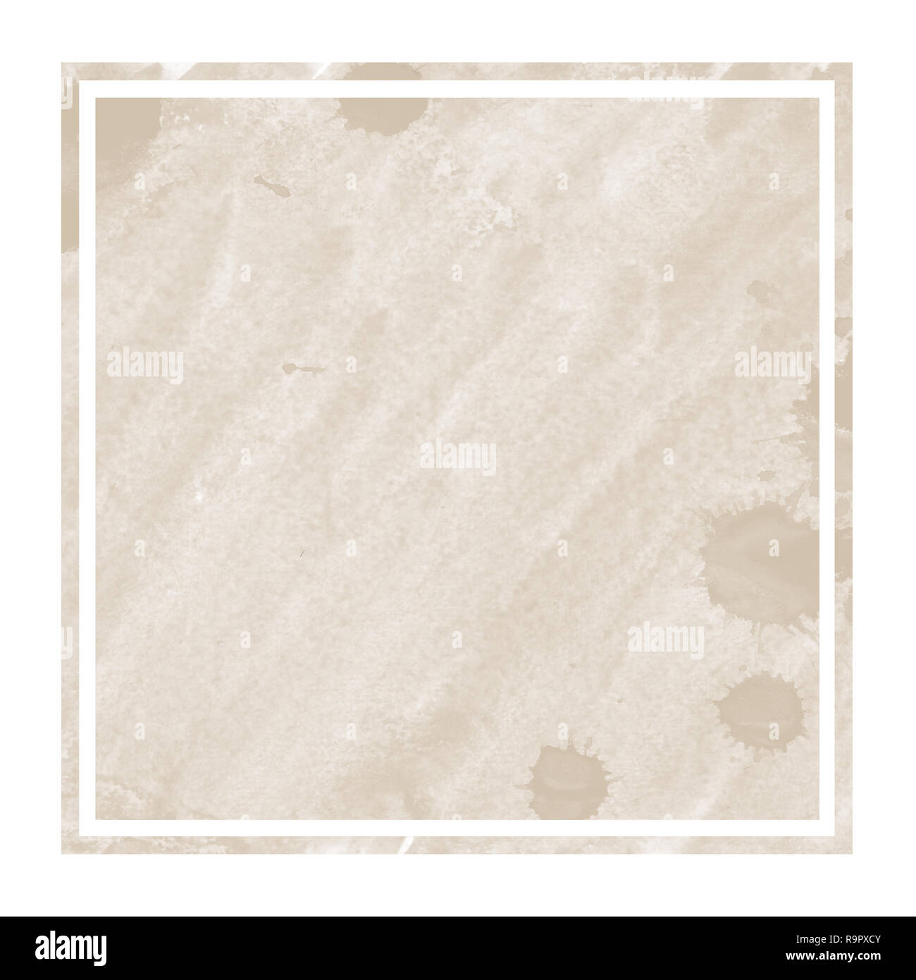 Brown hand drawn watercolor rectangular frame background texture with ...