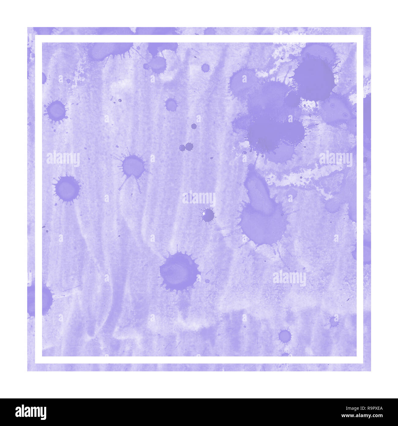 Violet hand drawn watercolor rectangular frame background texture with ...