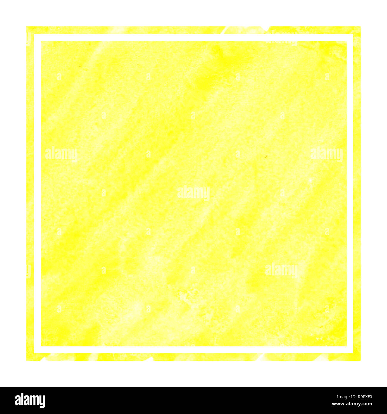 Warm yellow hand drawn watercolor rectangular frame background texture ...