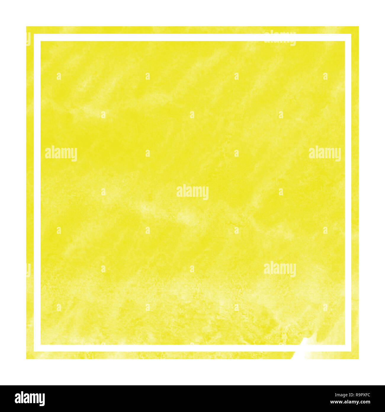 Yellow hand drawn watercolor rectangular frame background texture with ...
