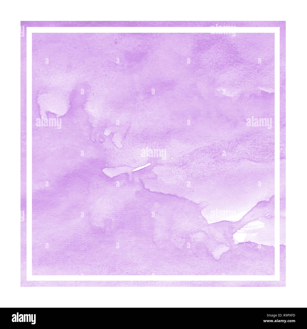 Purple hand drawn watercolor rectangular frame background texture with ...