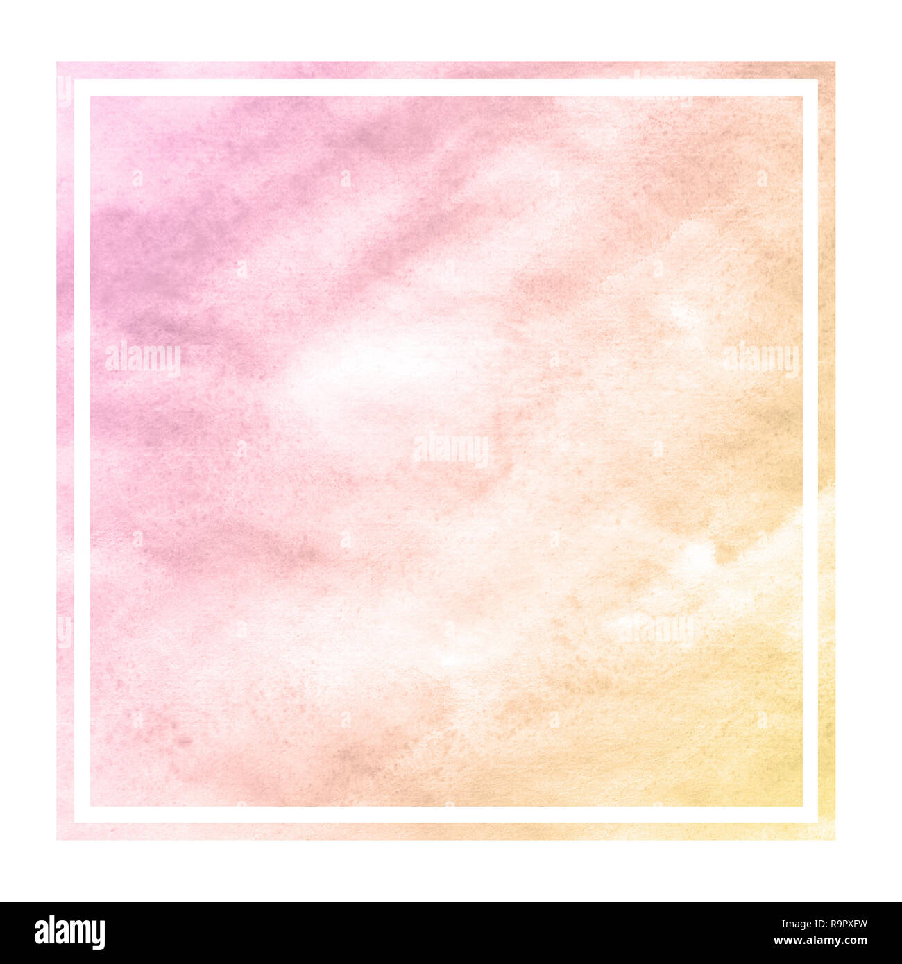 Warm orange hand drawn watercolor rectangular frame background texture ...