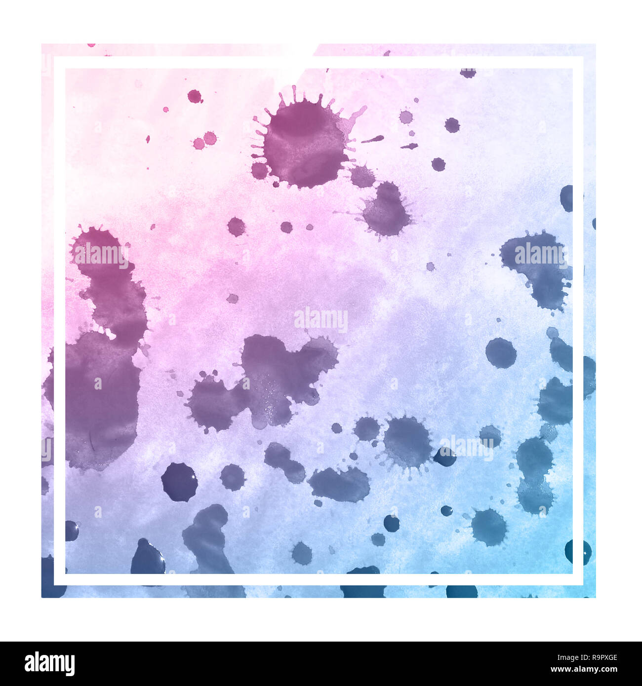 Space colors hand drawn watercolor rectangular frame background texture ...