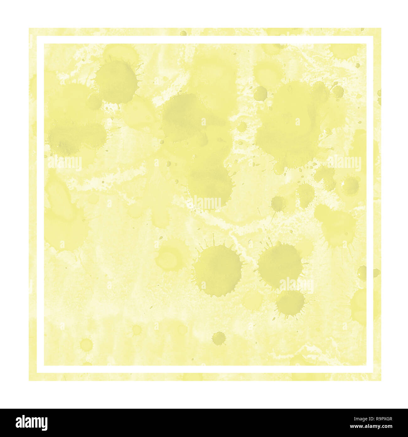 Yellow hand drawn watercolor rectangular frame background texture with ...