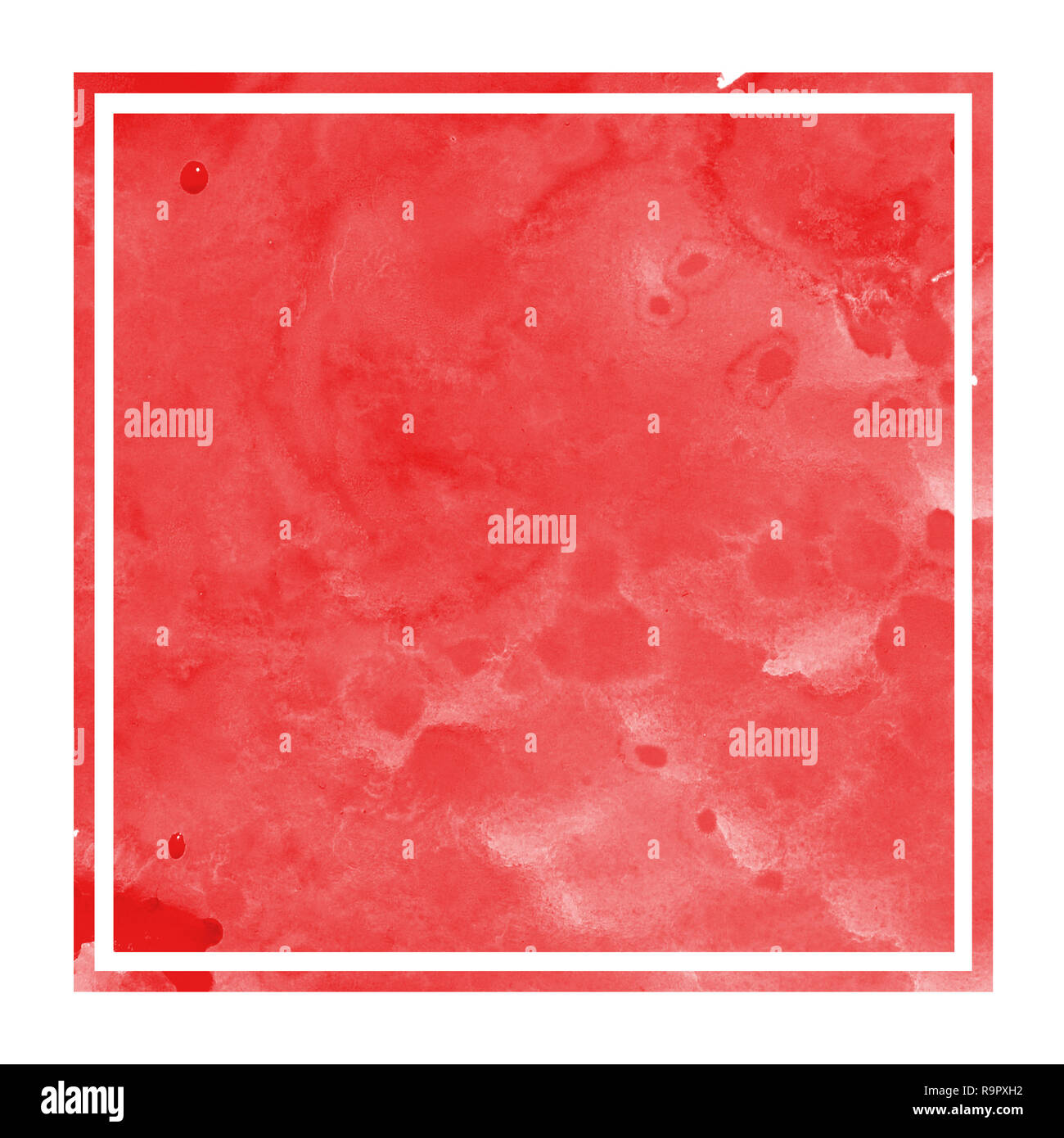 Red hand drawn watercolor rectangular frame background texture with ...