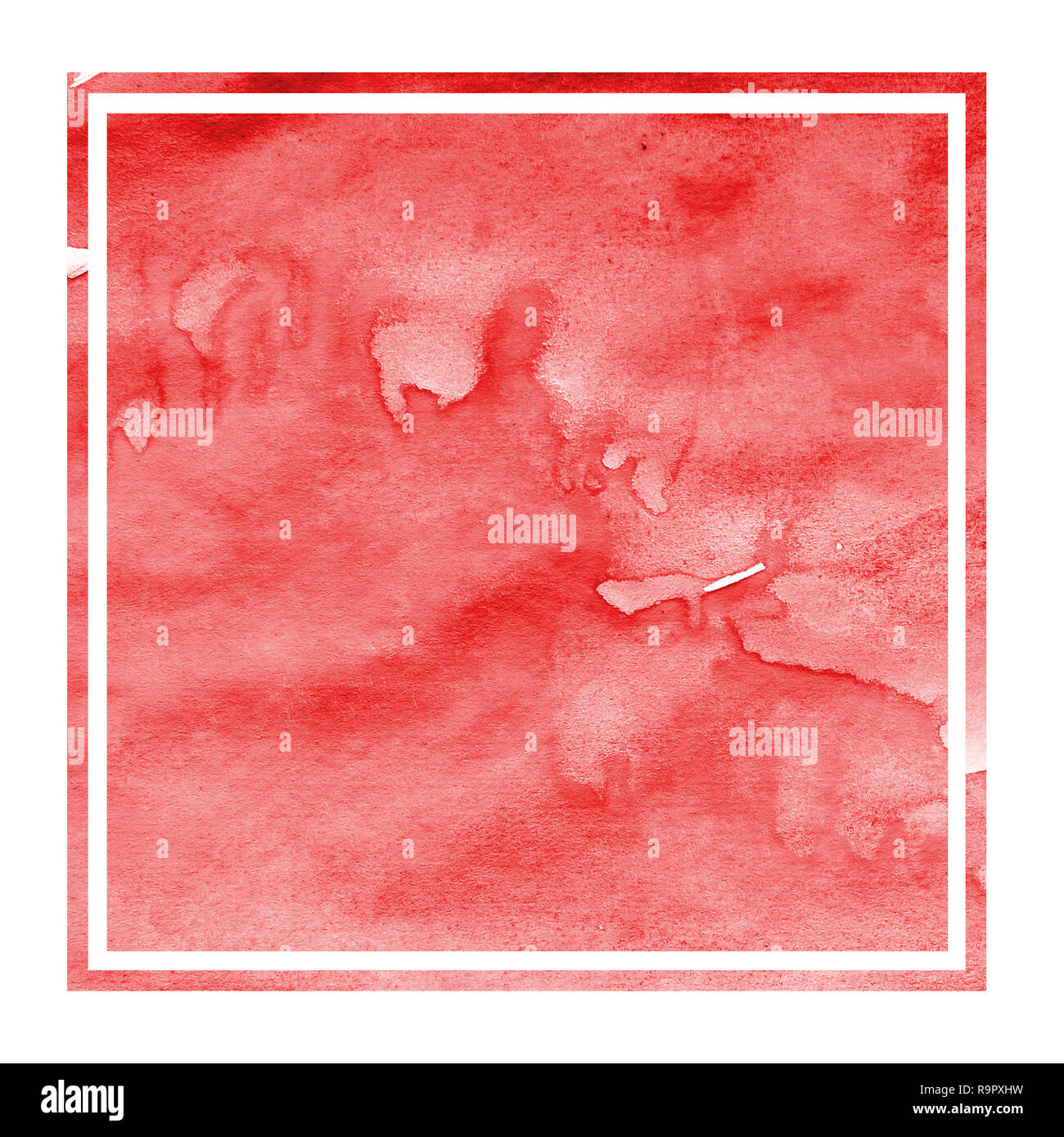 Red hand drawn watercolor rectangular frame background texture with ...