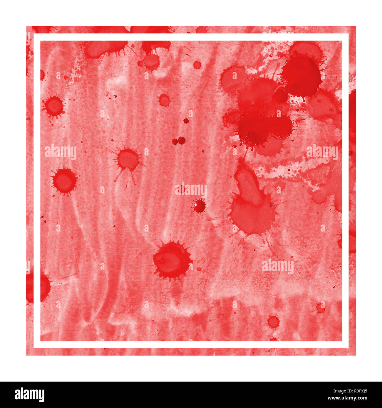 Red hand drawn watercolor rectangular frame background texture with ...