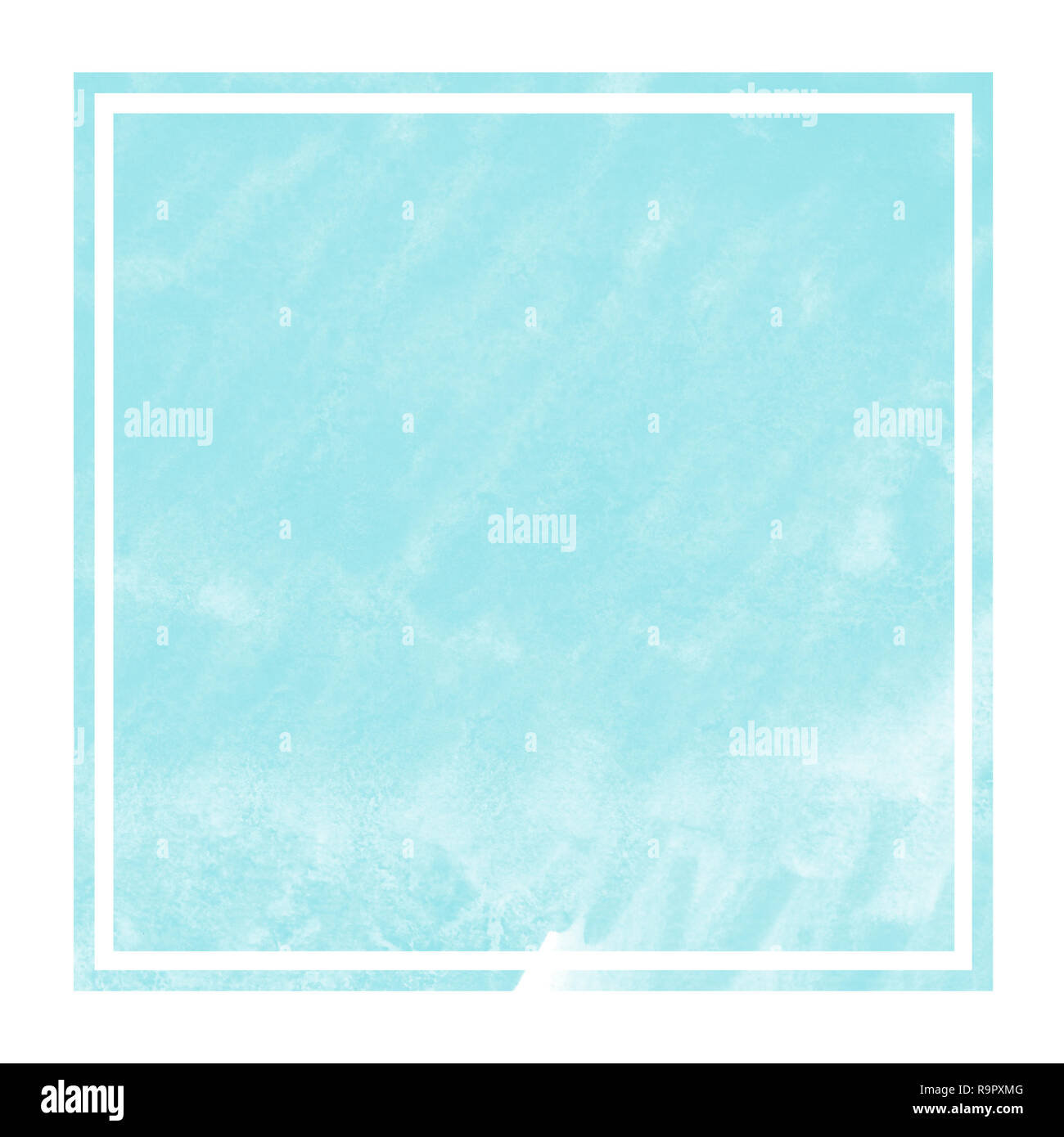 Light blue hand drawn watercolor rectangular frame background texture ...