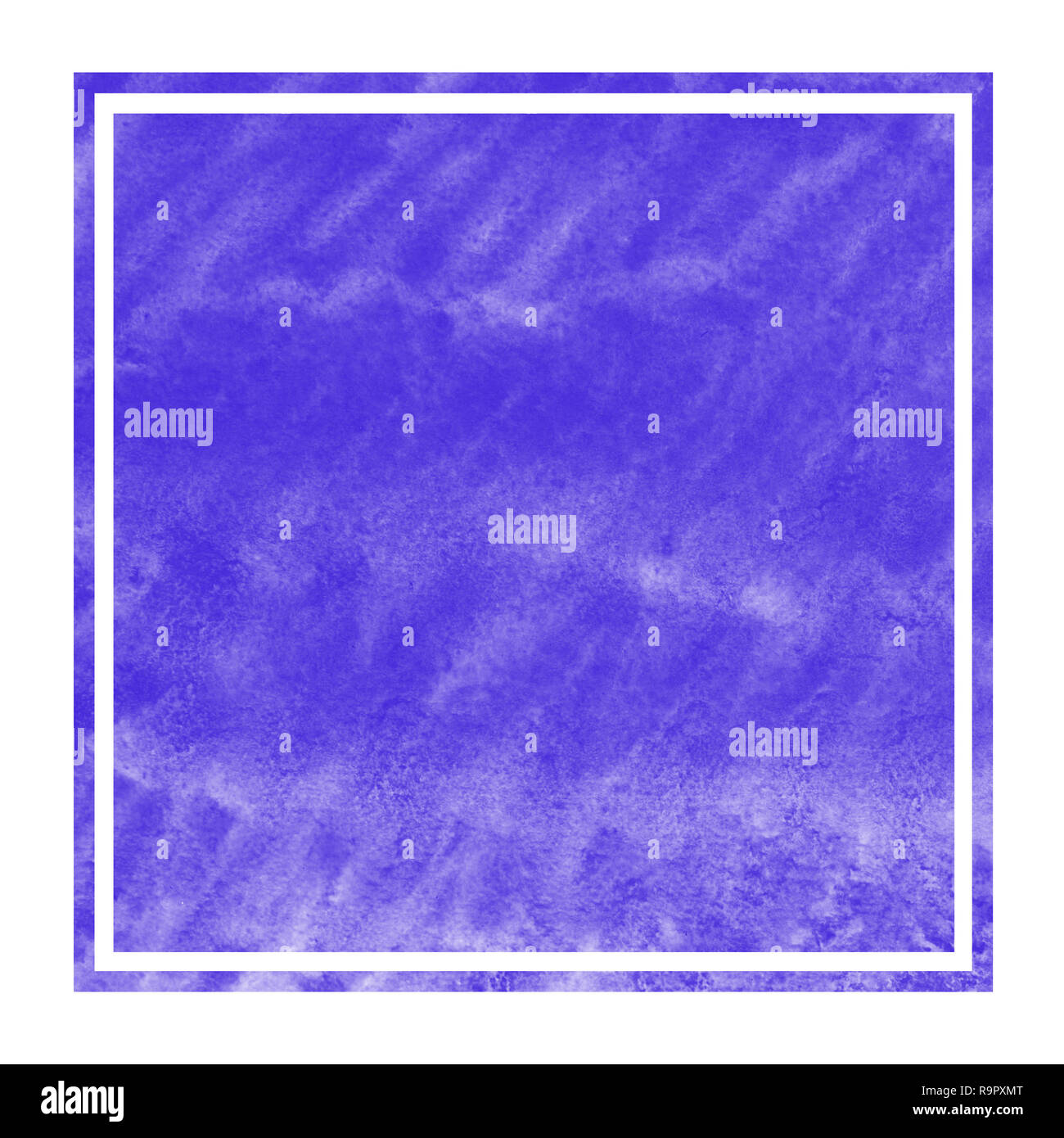 Violet hand drawn watercolor rectangular frame background texture with ...