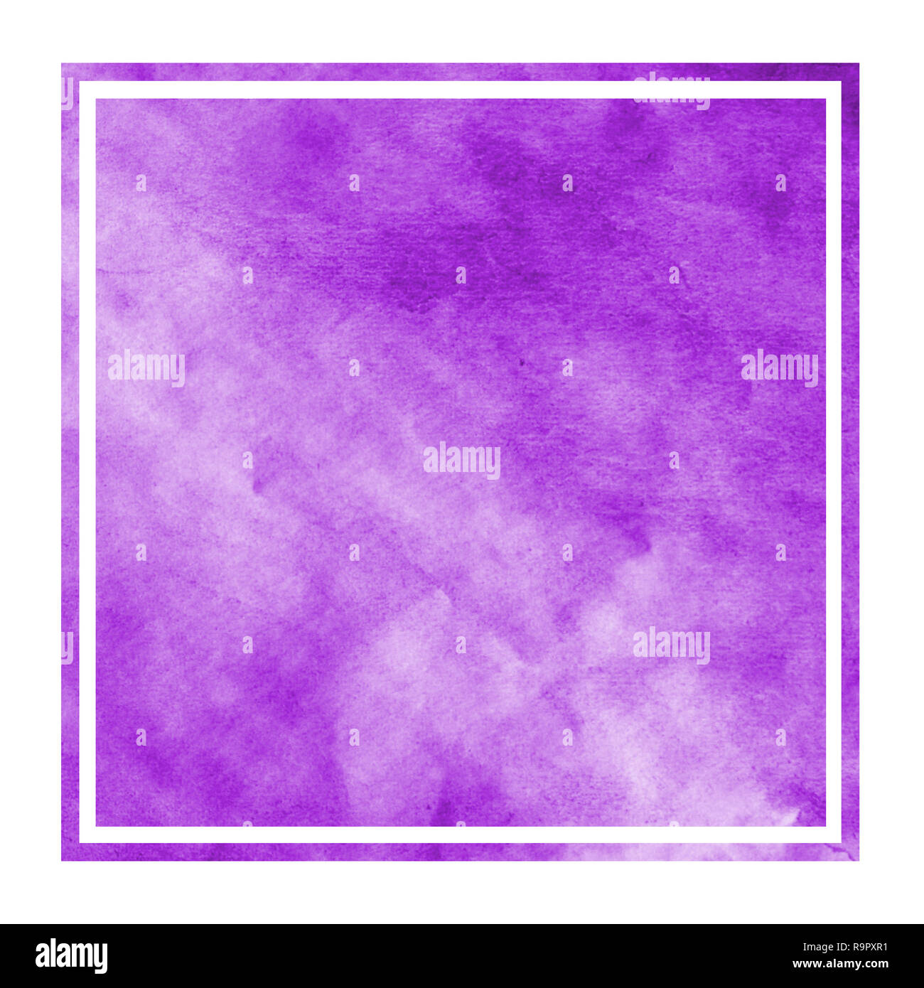 Purple hand drawn watercolor rectangular frame background texture with ...
