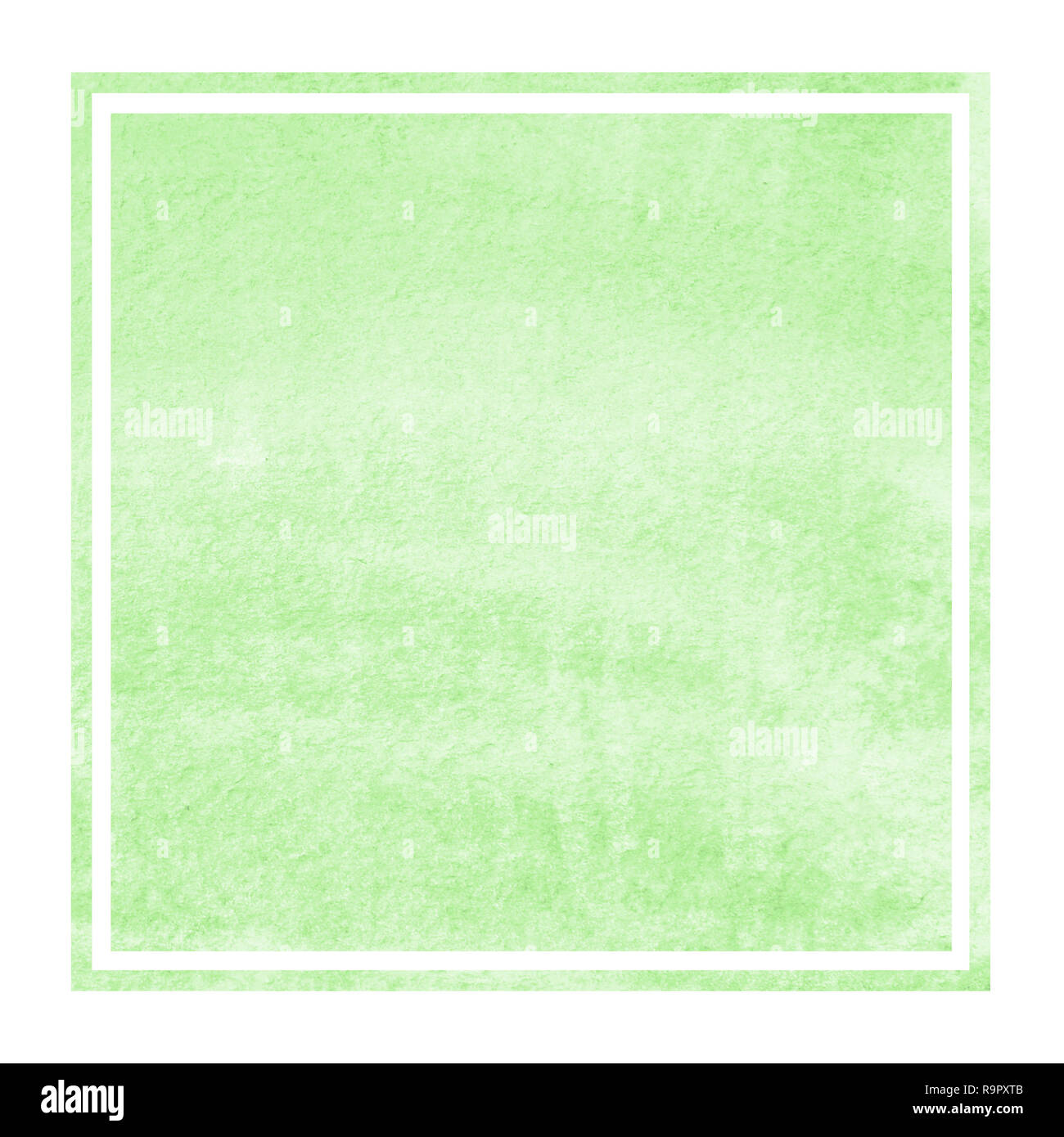 Green hand drawn watercolor rectangular frame background texture with ...