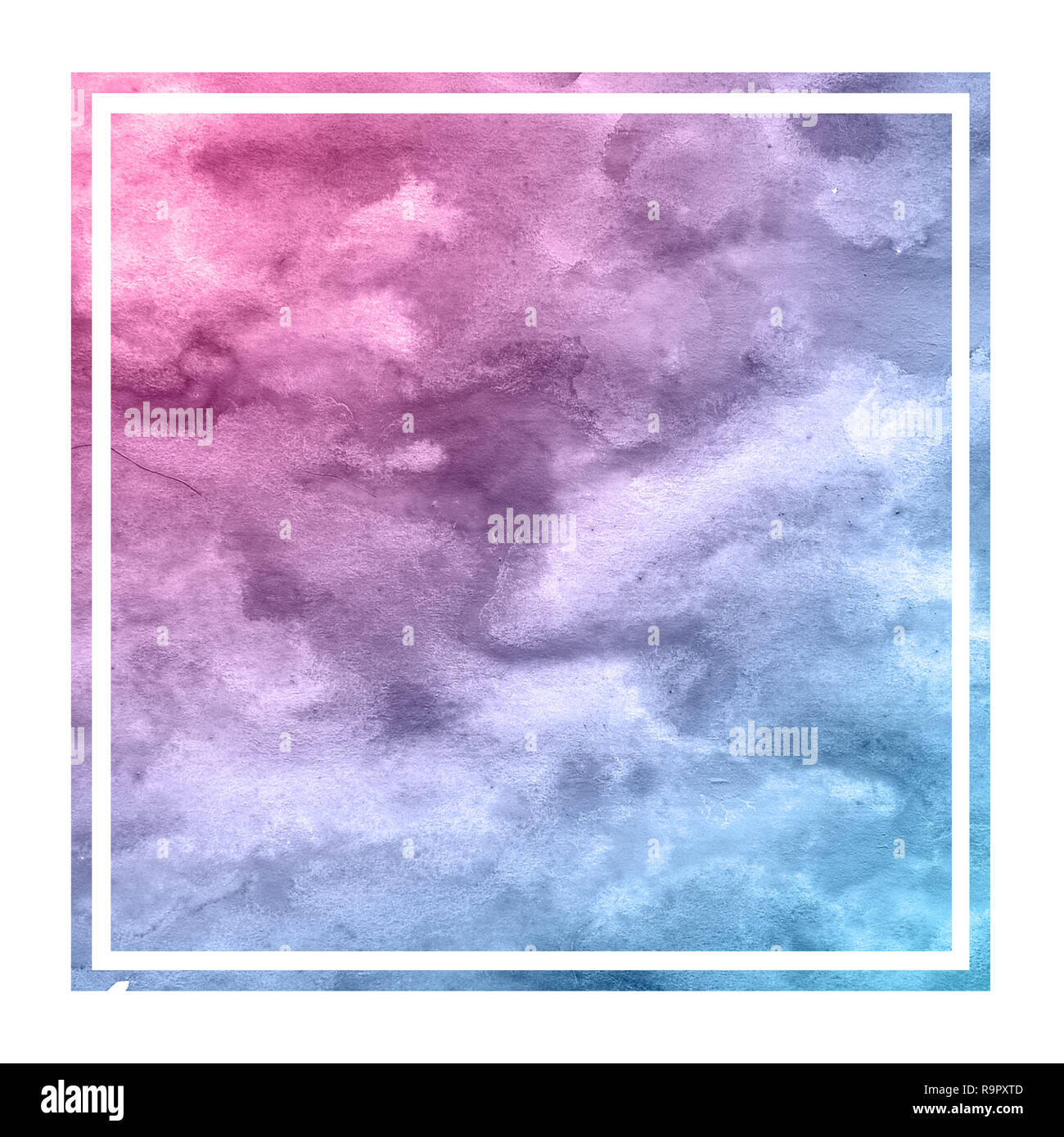 Space colors hand drawn watercolor rectangular frame background texture ...