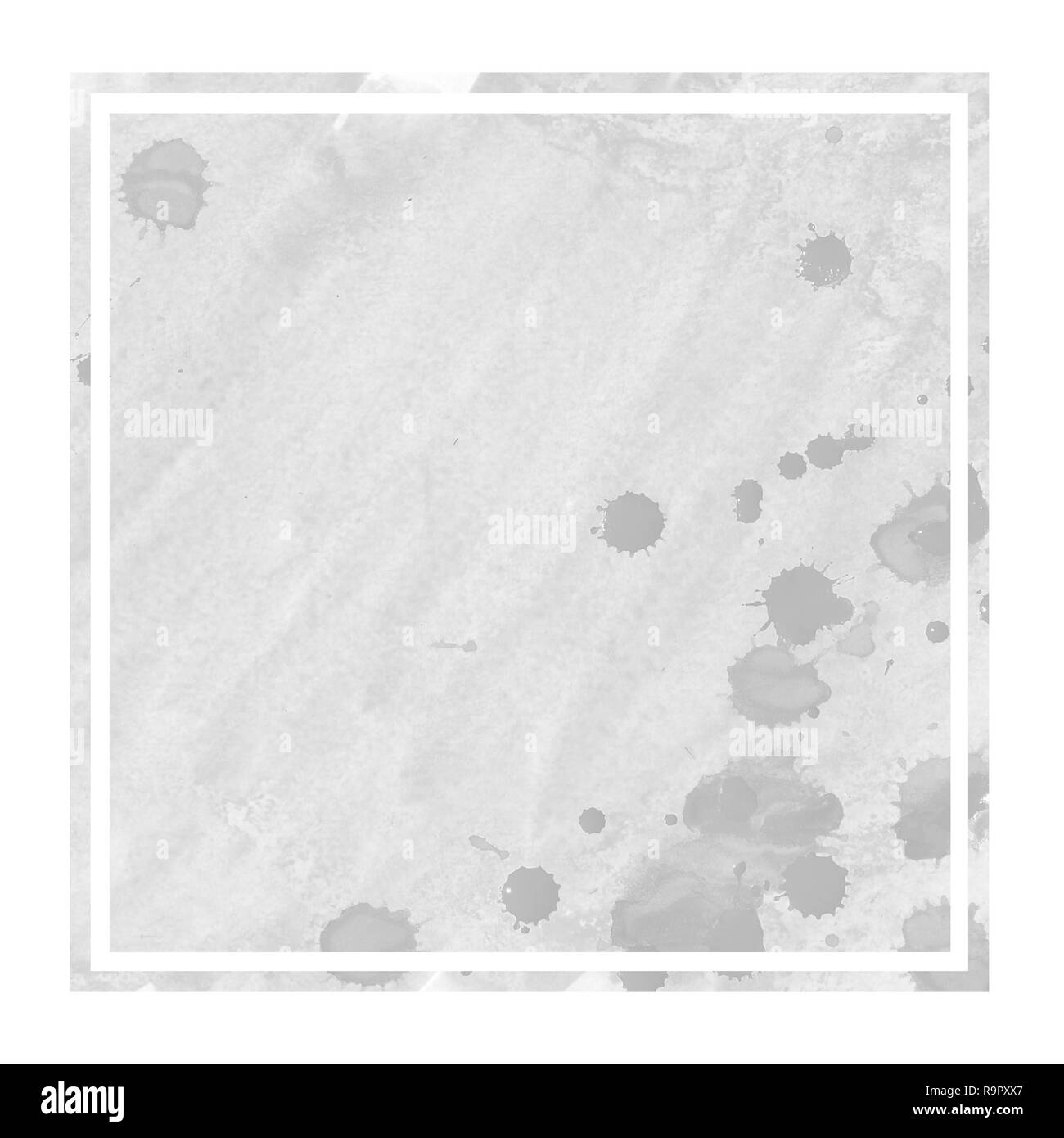 Monochrome hand drawn watercolor rectangular frame background texture ...