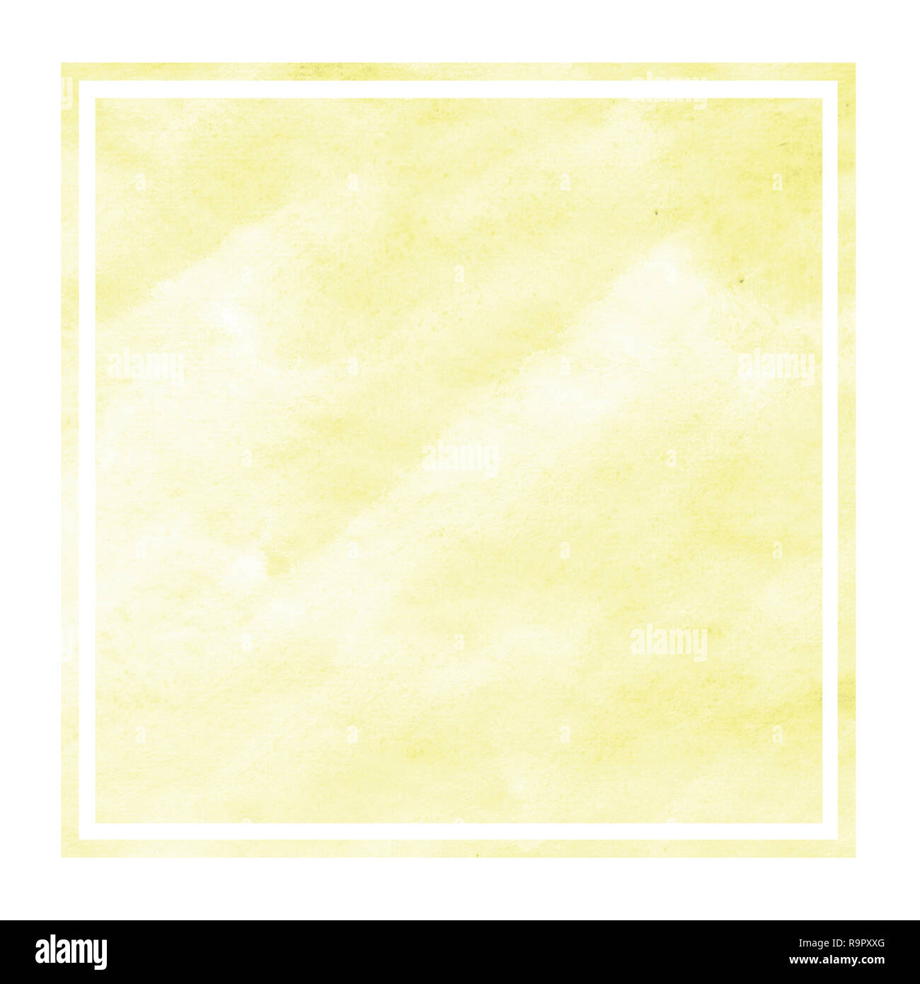 Yellow hand drawn watercolor rectangular frame background texture with ...