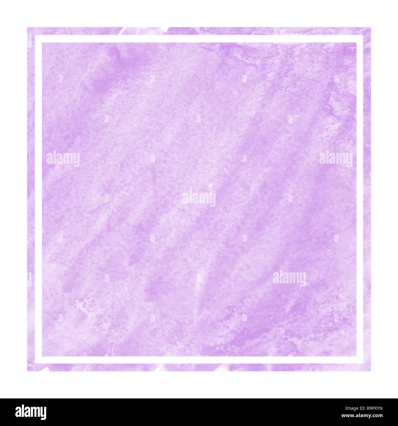 Purple hand drawn watercolor rectangular frame background texture with ...