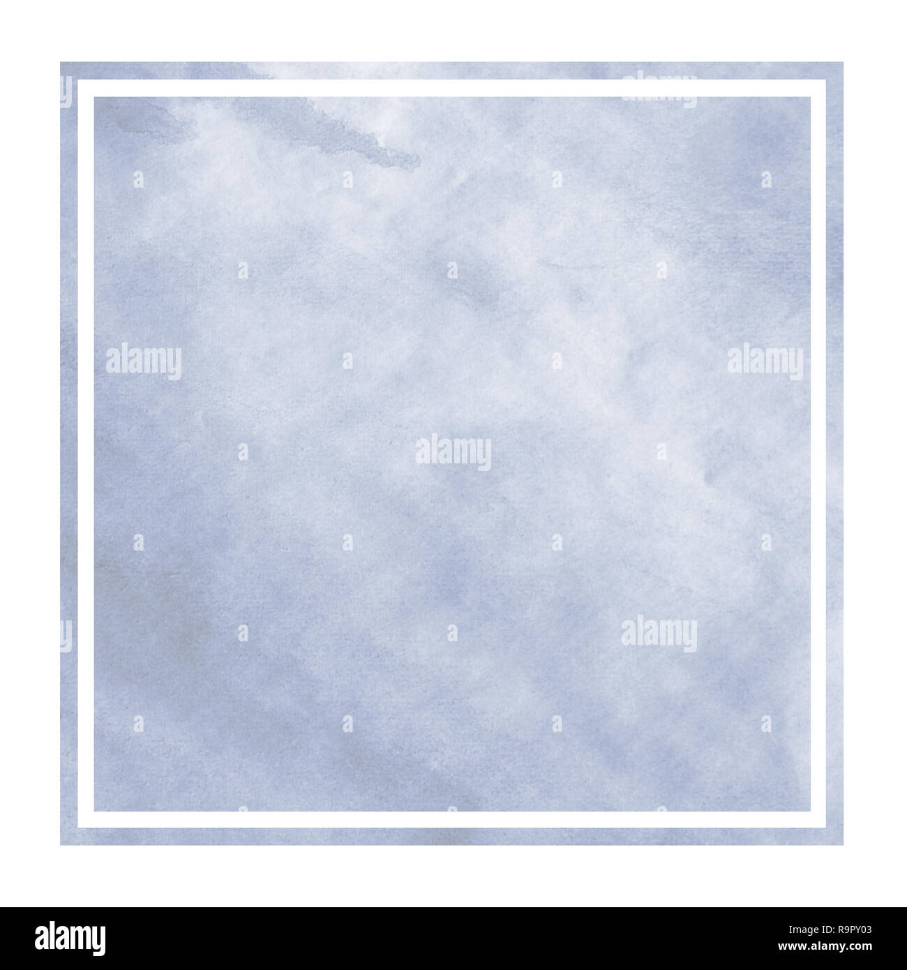 Dark blue hand drawn watercolor rectangular frame background texture ...