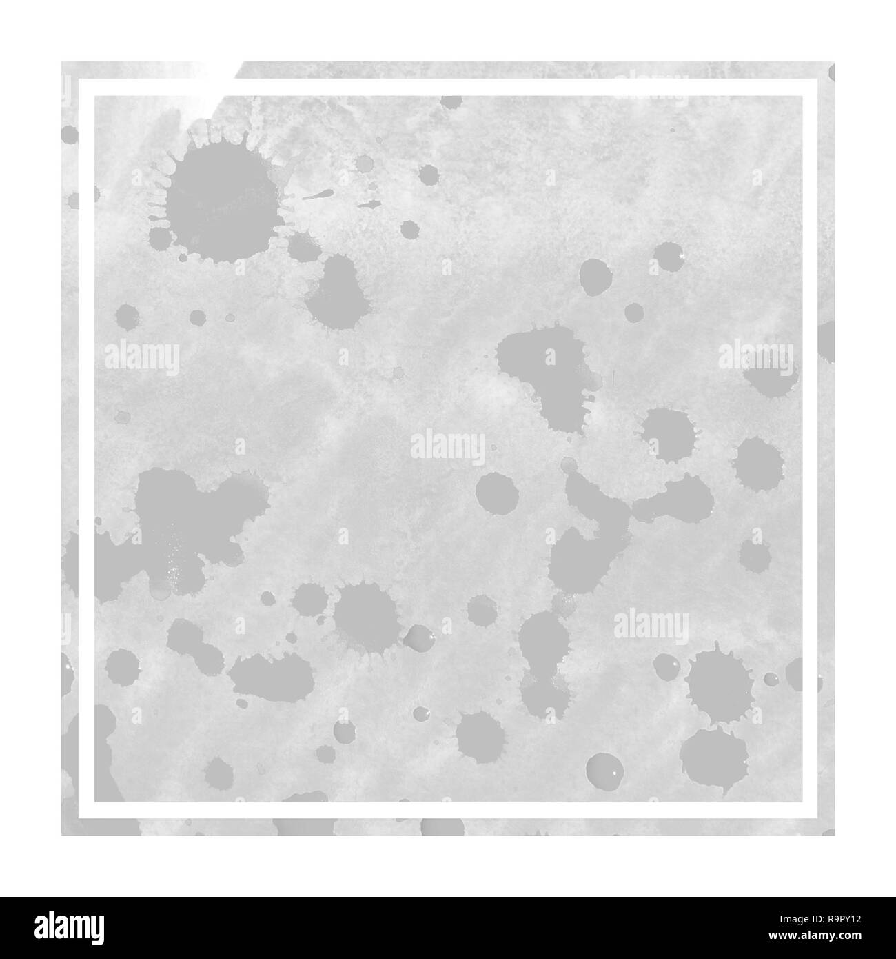 Monochrome hand drawn watercolor rectangular frame background texture ...