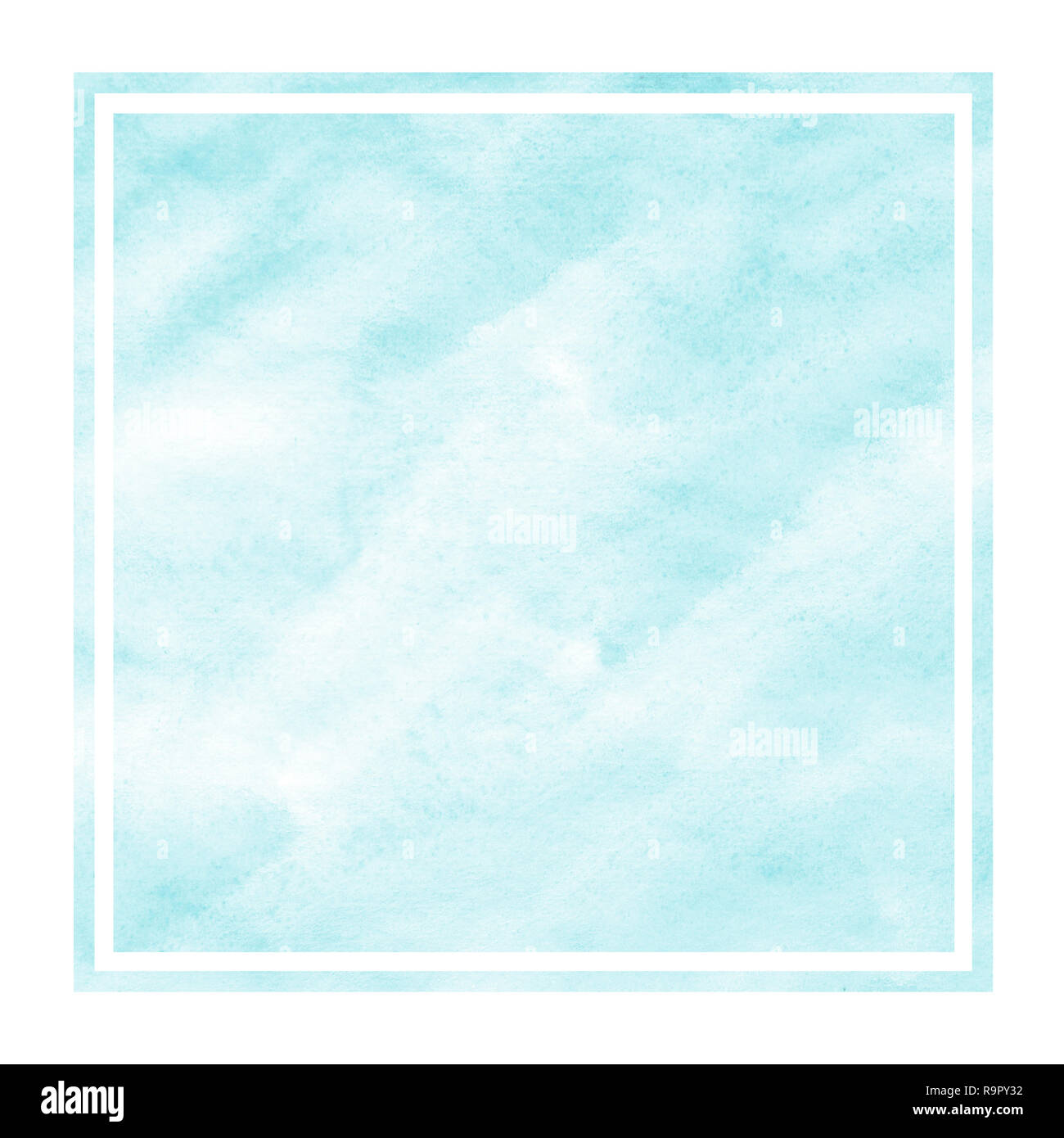 Light blue hand drawn watercolor rectangular frame background texture ...