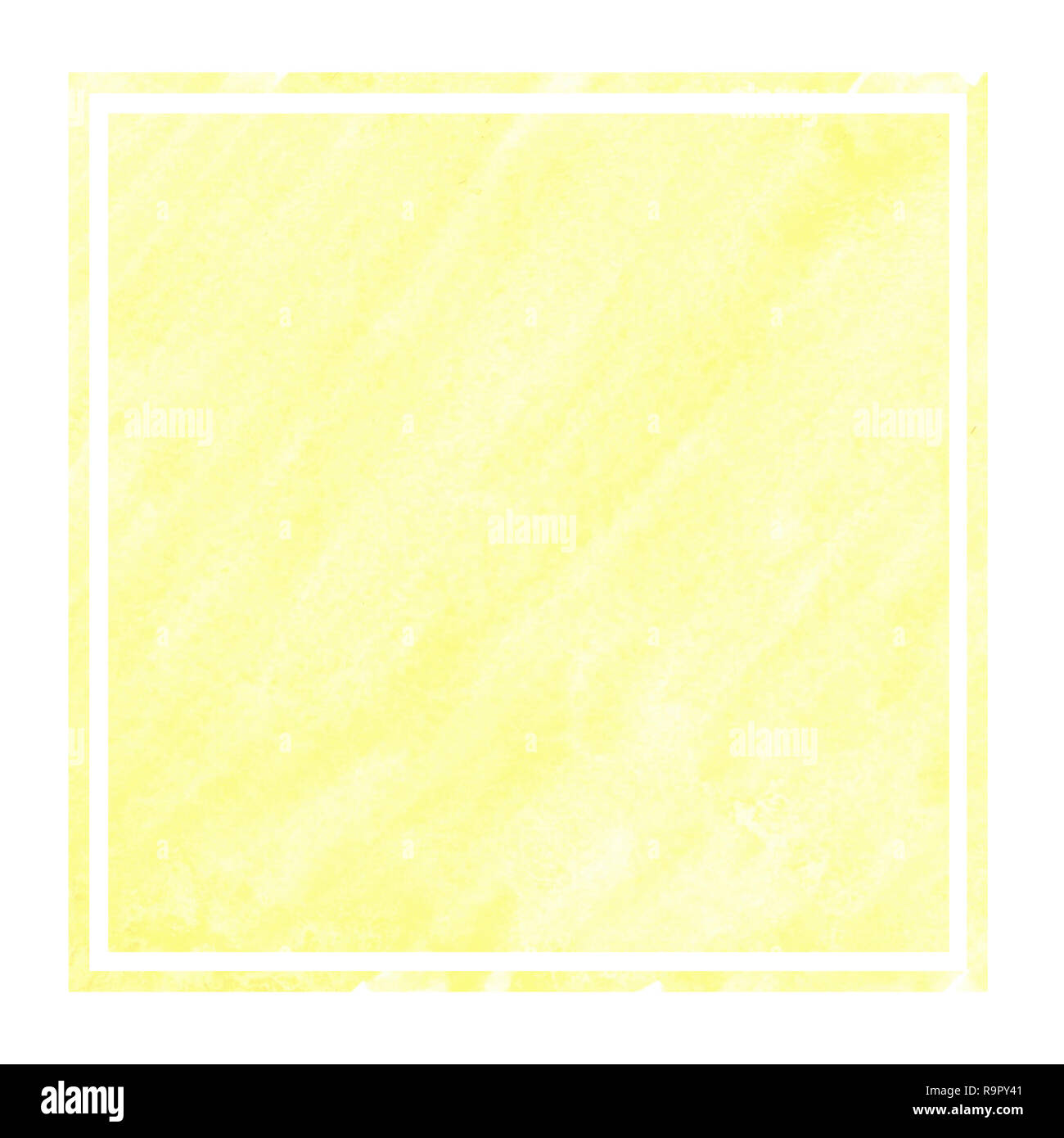 Warm yellow hand drawn watercolor rectangular frame background texture ...