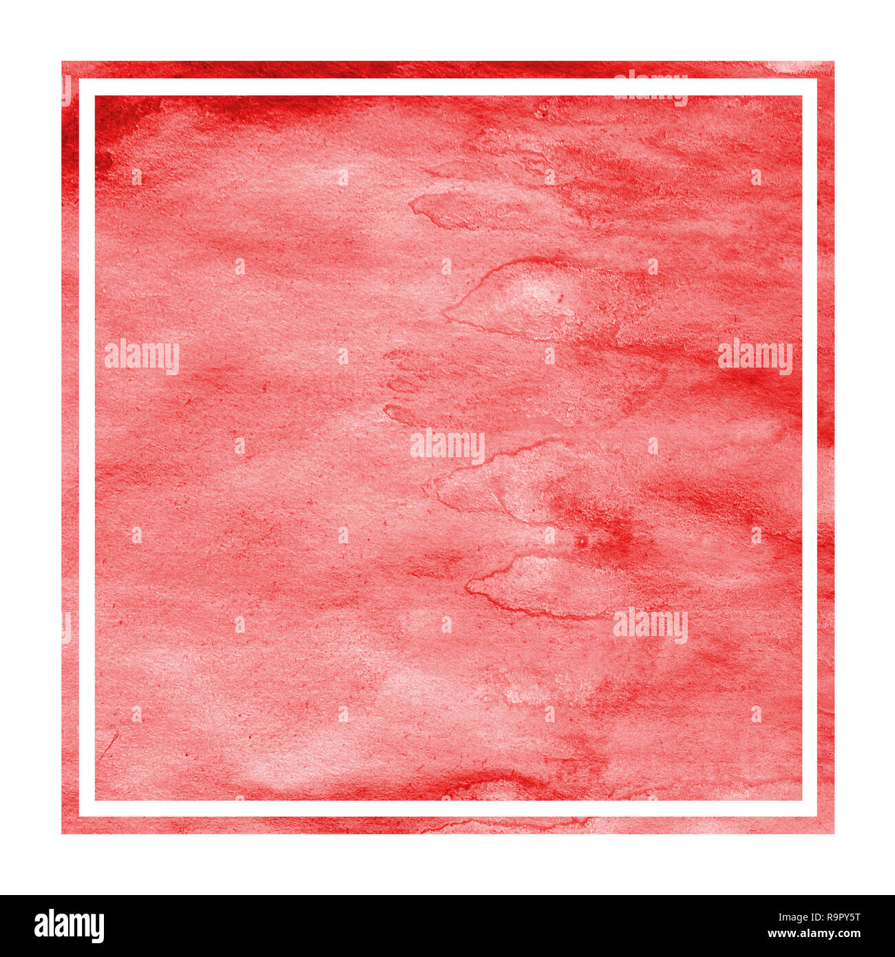 Red hand drawn watercolor rectangular frame background texture with ...