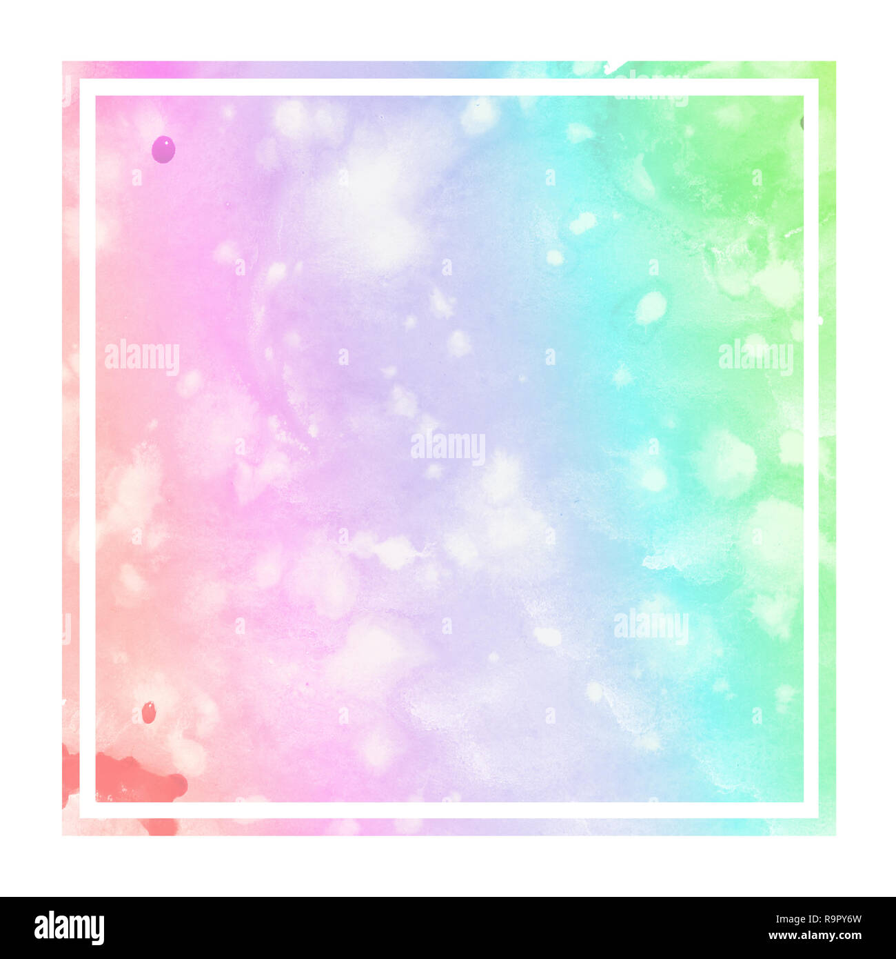 Multicolored hand drawn watercolor rectangular frame background texture ...