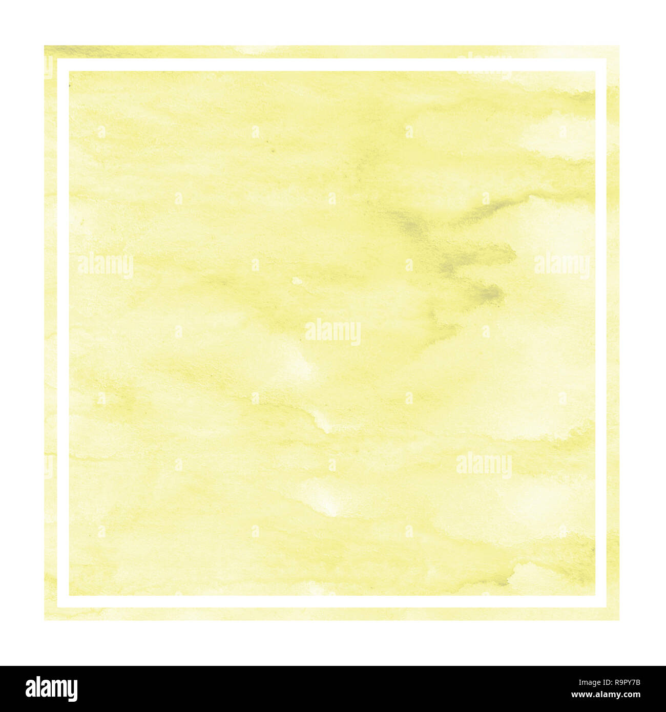 Yellow hand drawn watercolor rectangular frame background texture with ...
