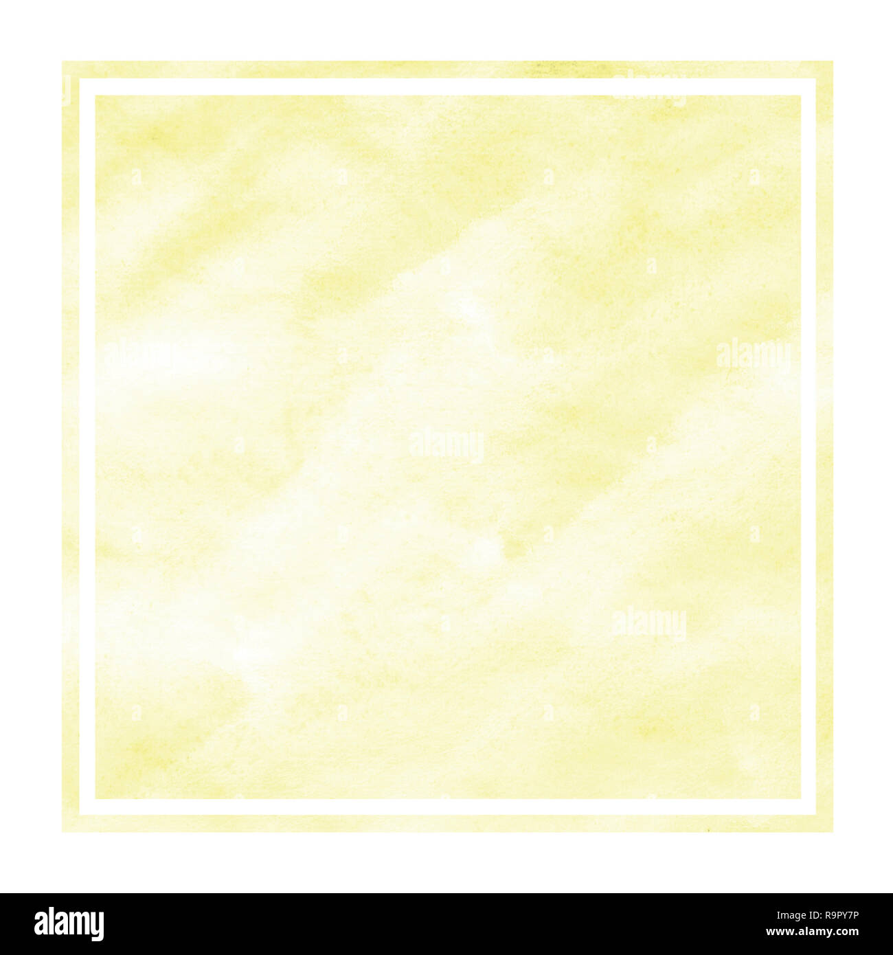 Yellow hand drawn watercolor rectangular frame background texture with ...