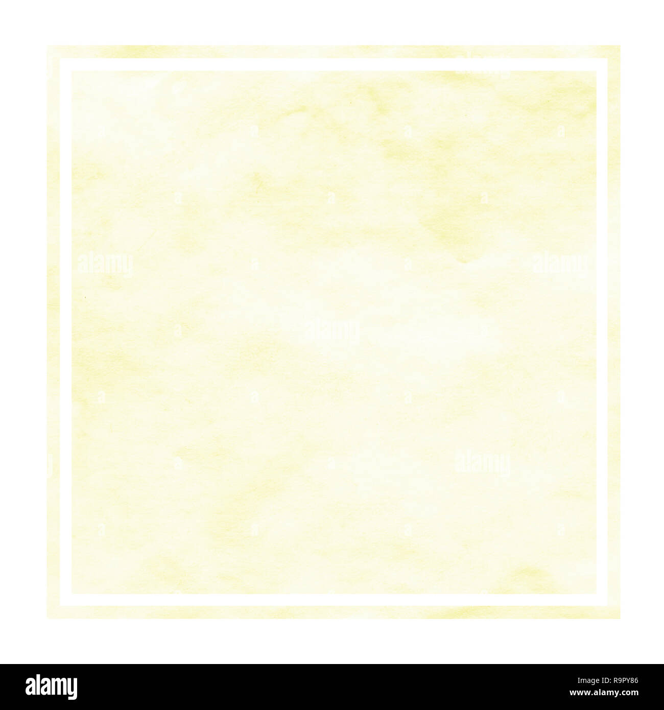 Yellow hand drawn watercolor rectangular frame background texture with ...