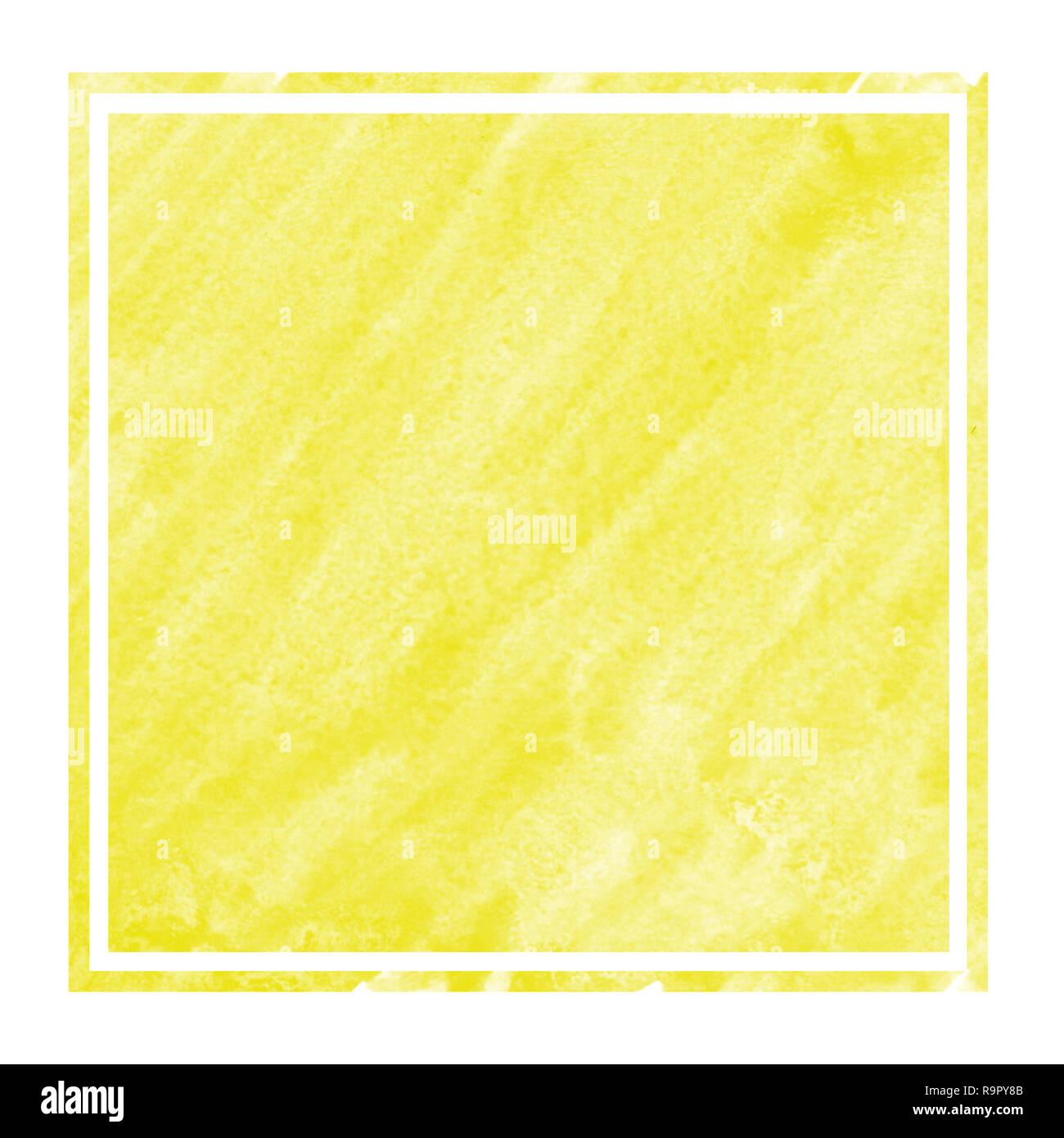 Yellow hand drawn watercolor rectangular frame background texture with ...