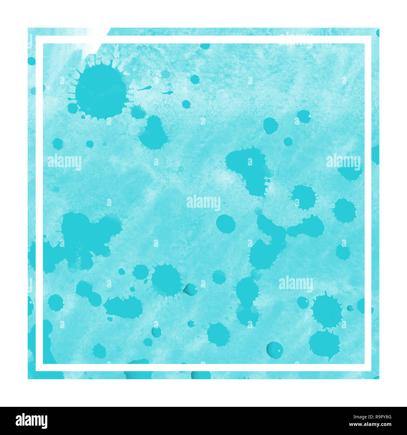 Light blue hand drawn watercolor rectangular frame background texture ...