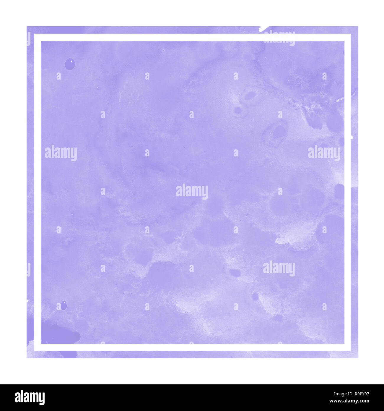 Violet hand drawn watercolor rectangular frame background texture with ...