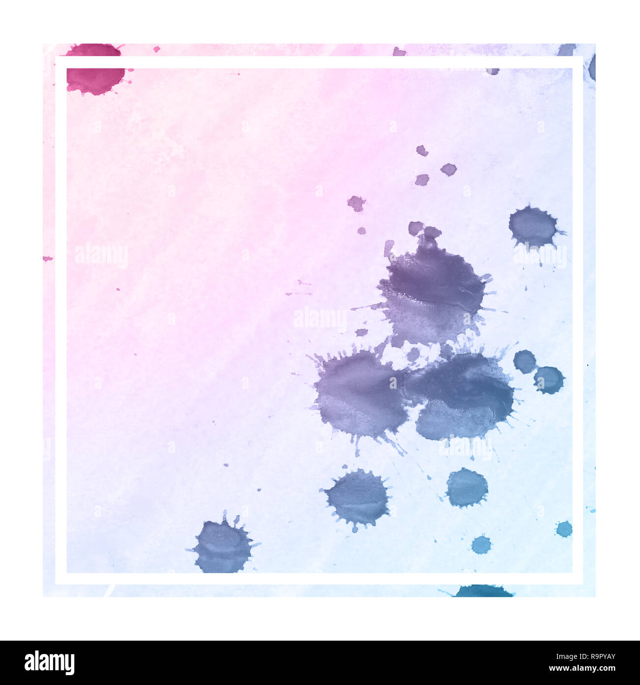 Space colors hand drawn watercolor rectangular frame background texture ...
