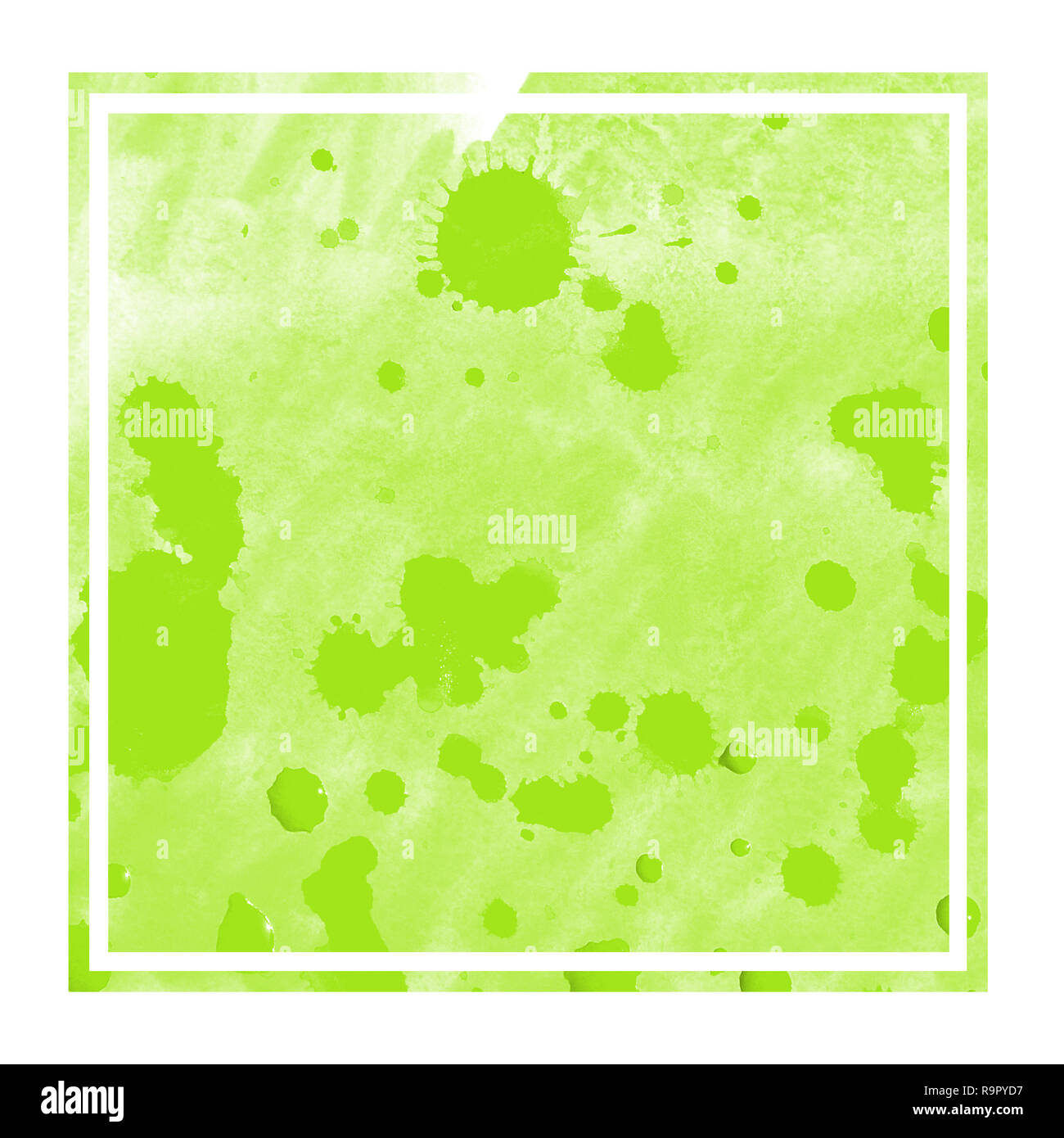 Light green hand drawn watercolor rectangular frame background texture ...