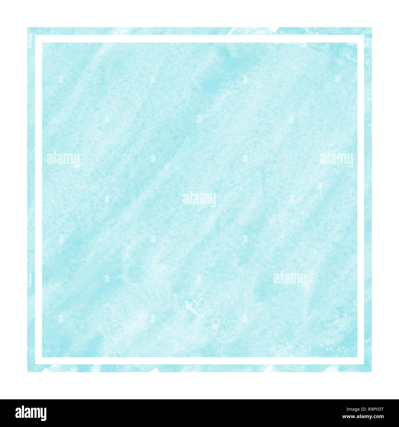 Light blue hand drawn watercolor rectangular frame background texture ...