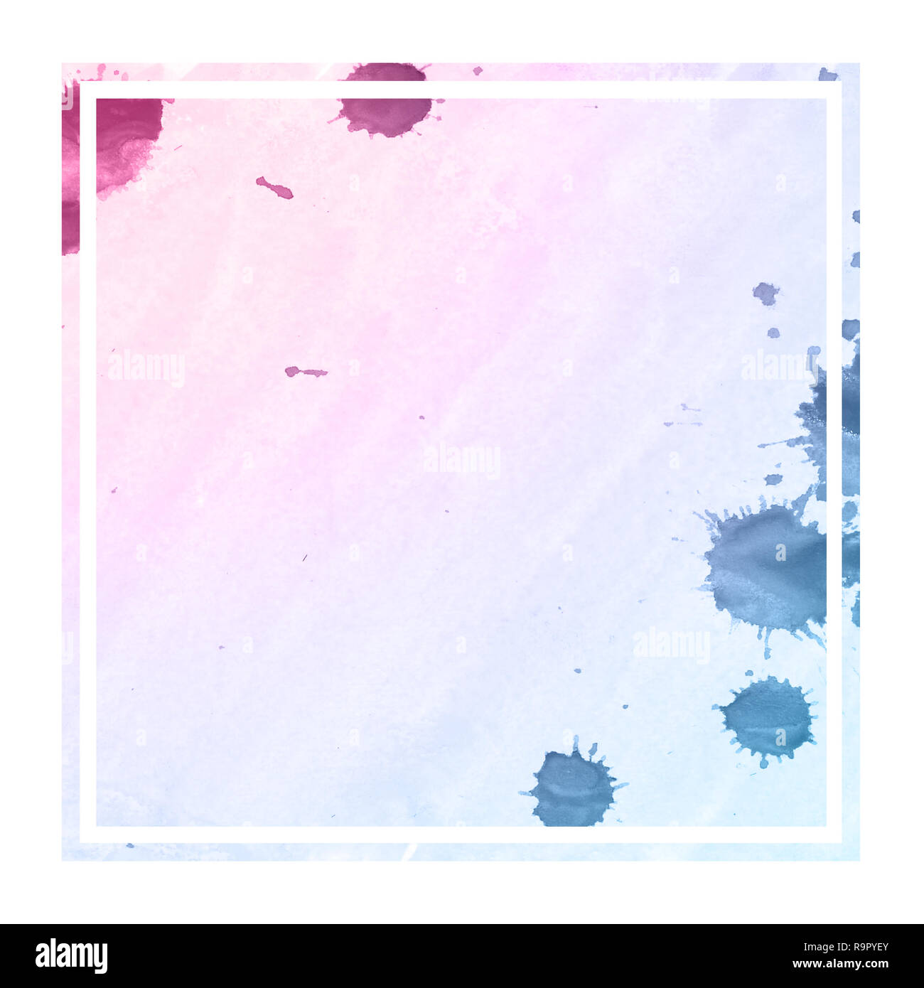 Space colors hand drawn watercolor rectangular frame background texture ...