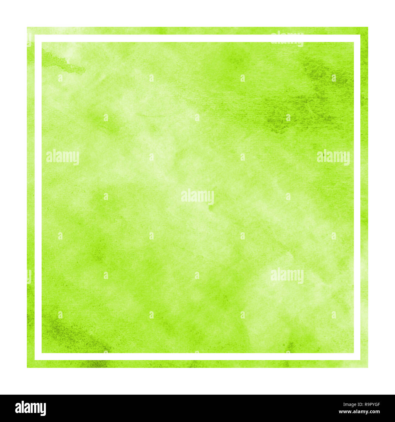 Light green hand drawn watercolor rectangular frame background texture ...