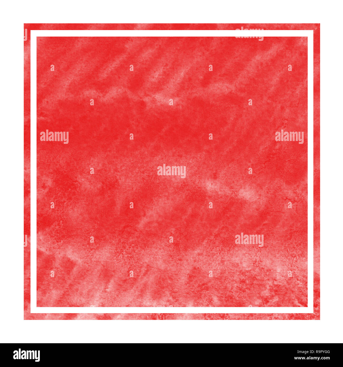 Red hand drawn watercolor rectangular frame background texture with ...