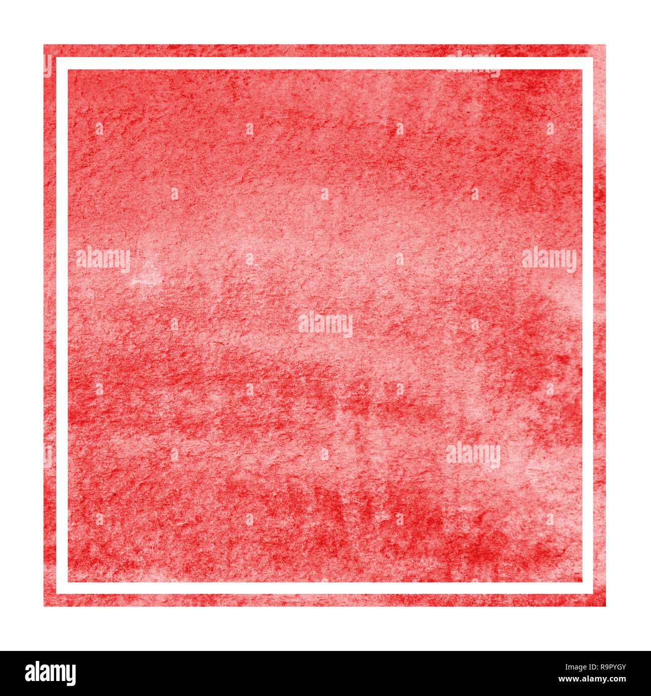 Red hand drawn watercolor rectangular frame background texture with ...