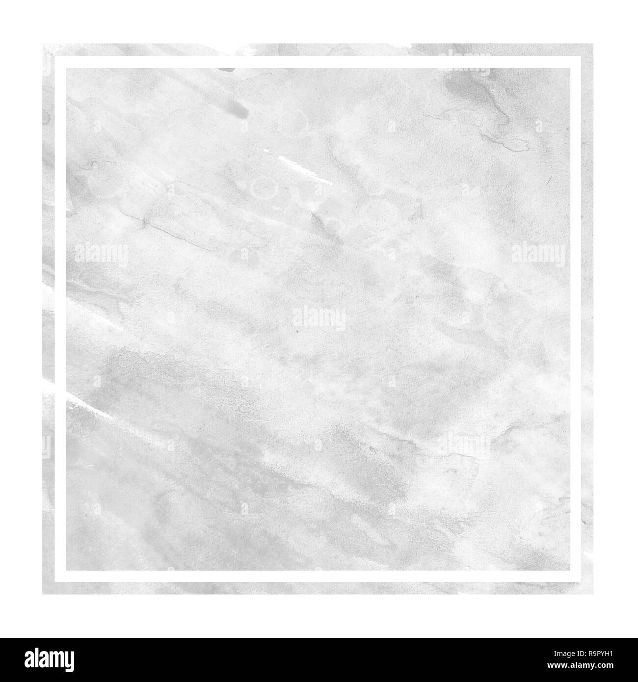 Monochrome hand drawn watercolor rectangular frame background texture ...