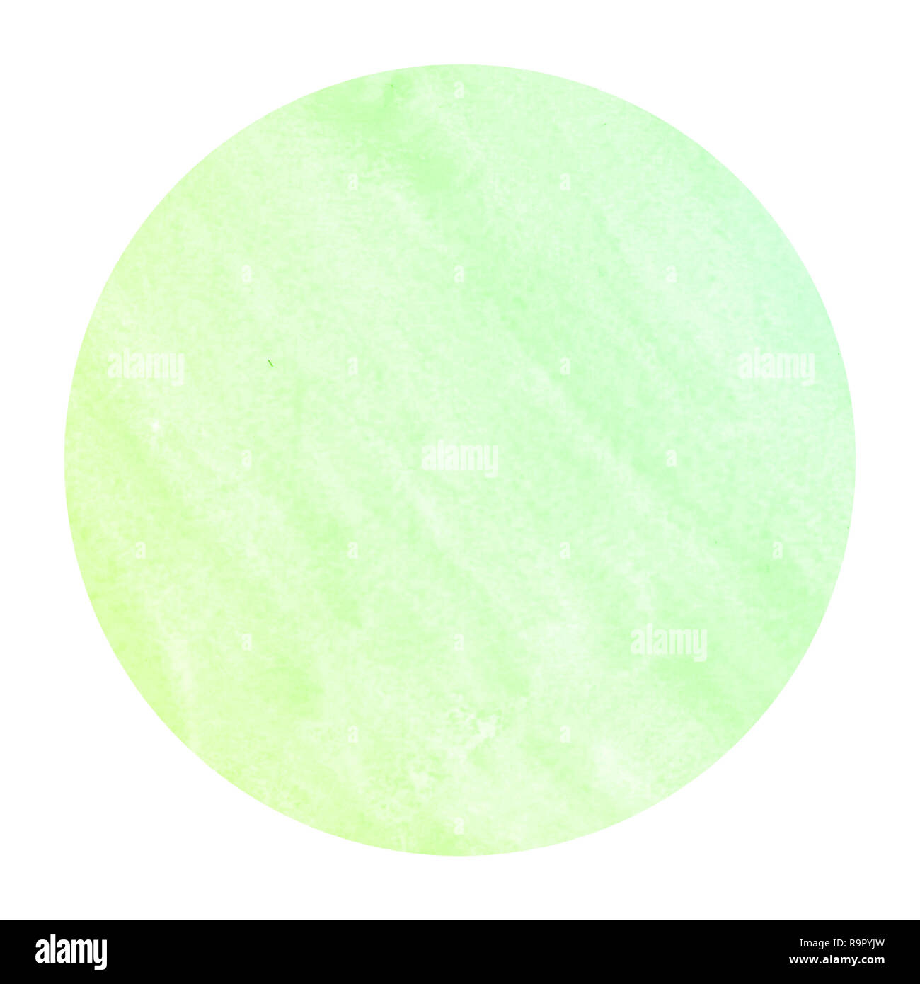Green hand drawn watercolor circular frame background texture with ...
