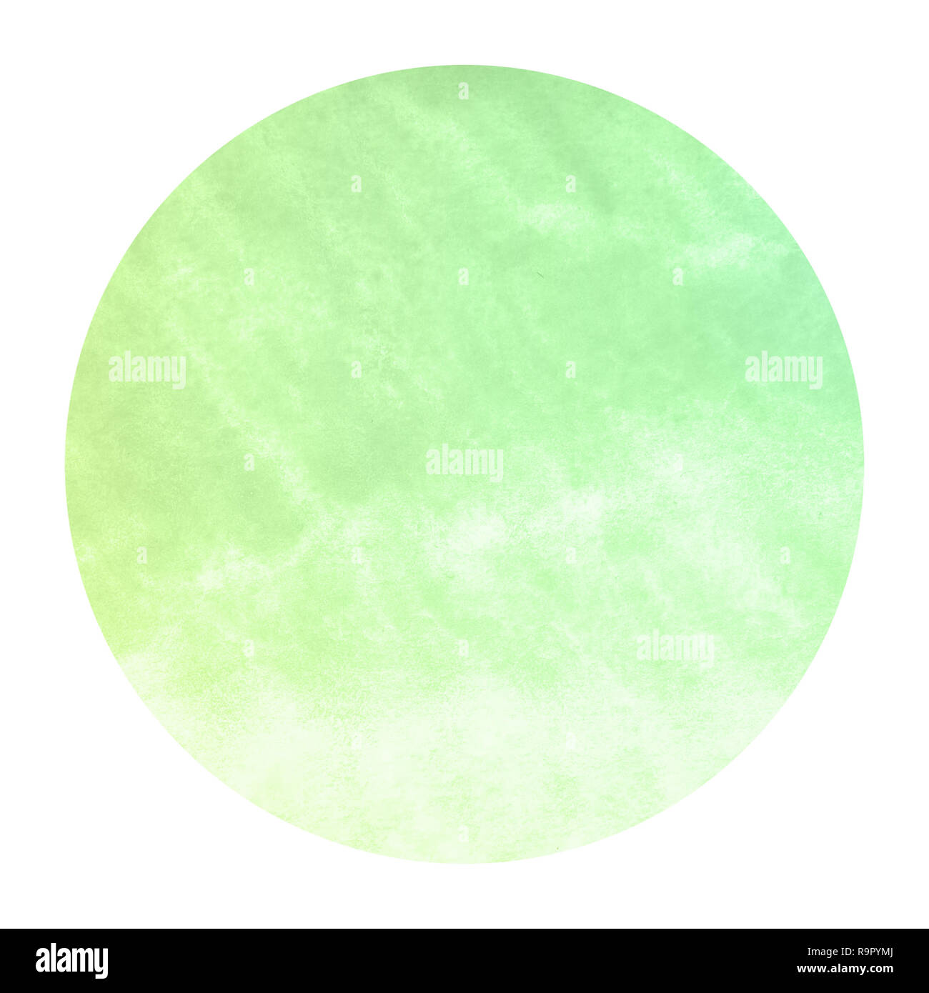 Green hand drawn watercolor circular frame background texture with ...