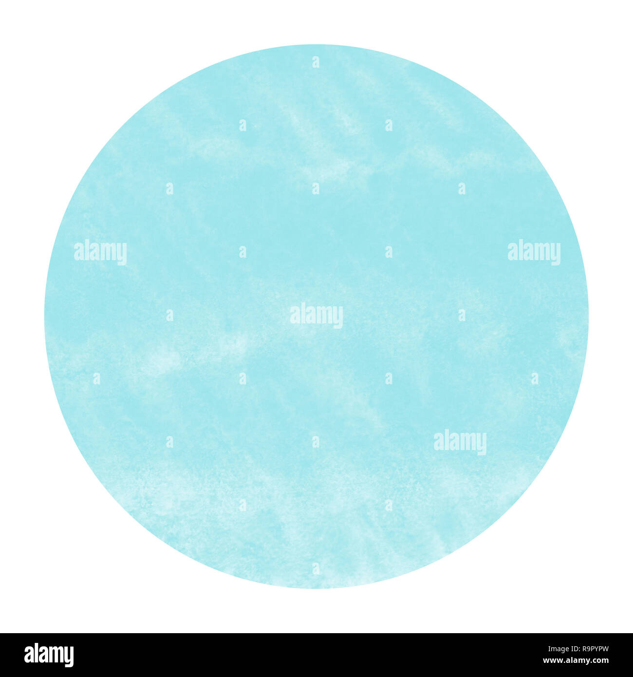 Light blue hand drawn watercolor circular frame background texture with ...